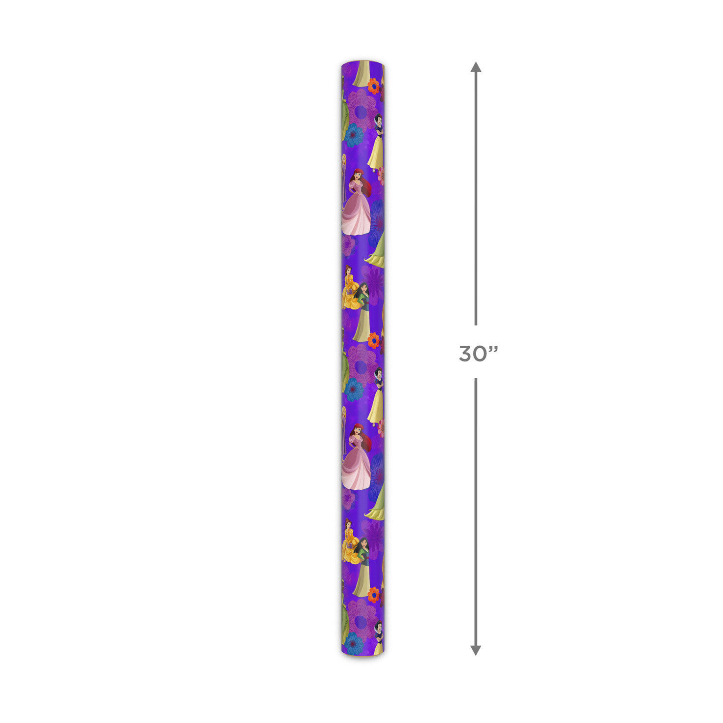 Disney Princess Bold Purple Floral Wrapping Paper Roll, 17.5 sq. ft ...