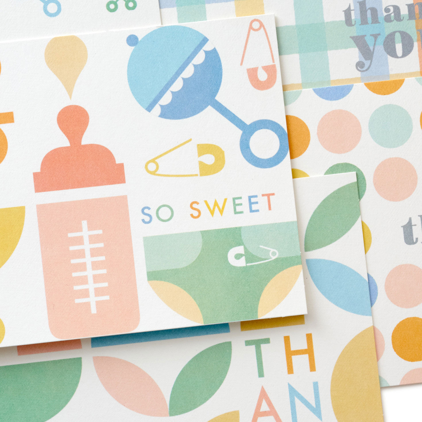 Soft Pastel Prints Assorted Baby Thank-You Notes, Pack of 48 - Note ...