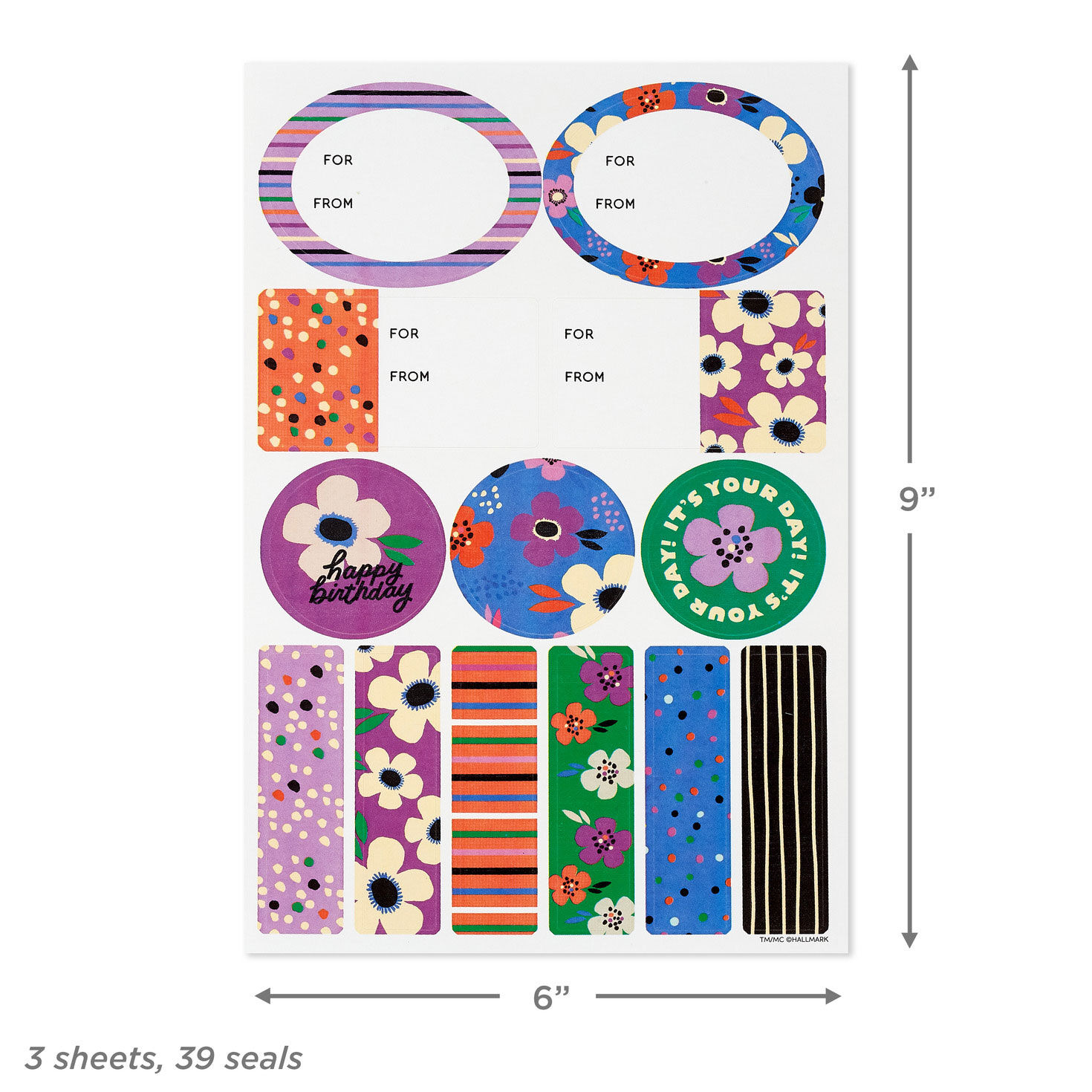 Lavender-Scented Colorful Floral Gift Tags and Stickers, 3 sheets ...