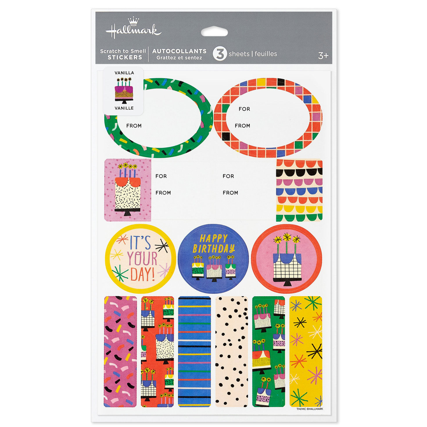 Vanilla-Scented Colorful Birthday Gift Tags and Stickers, 3 sheets ...