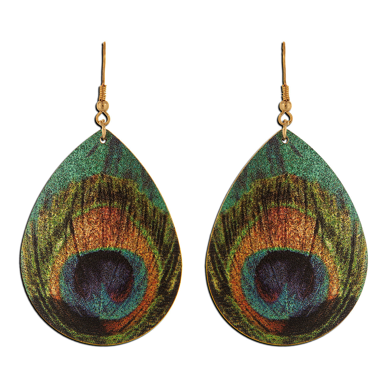 Rain Jewelry Large Peacock Feather Printed Earrings - Earrings | Hallmark
