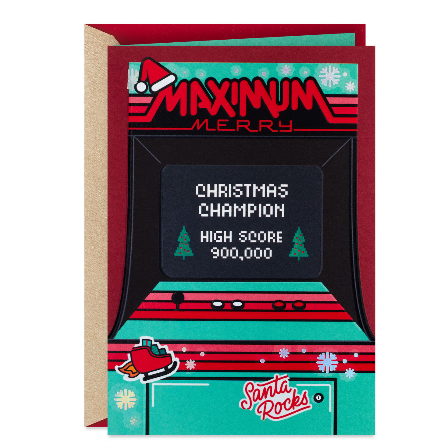 Maximum Merry Retro Arcade Game Christmas Card - Greeting Cards | Hallmark