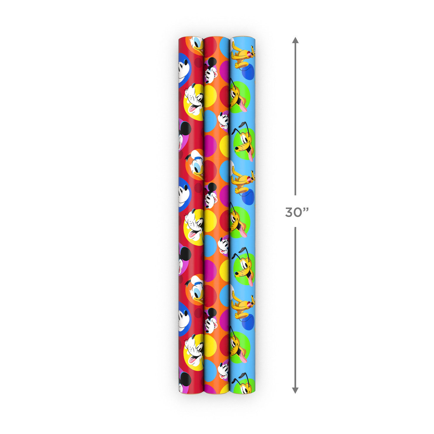 Disney Mickey Mouse Colorful Dots 3-Pack Assortment Wrapping Paper Roll ...