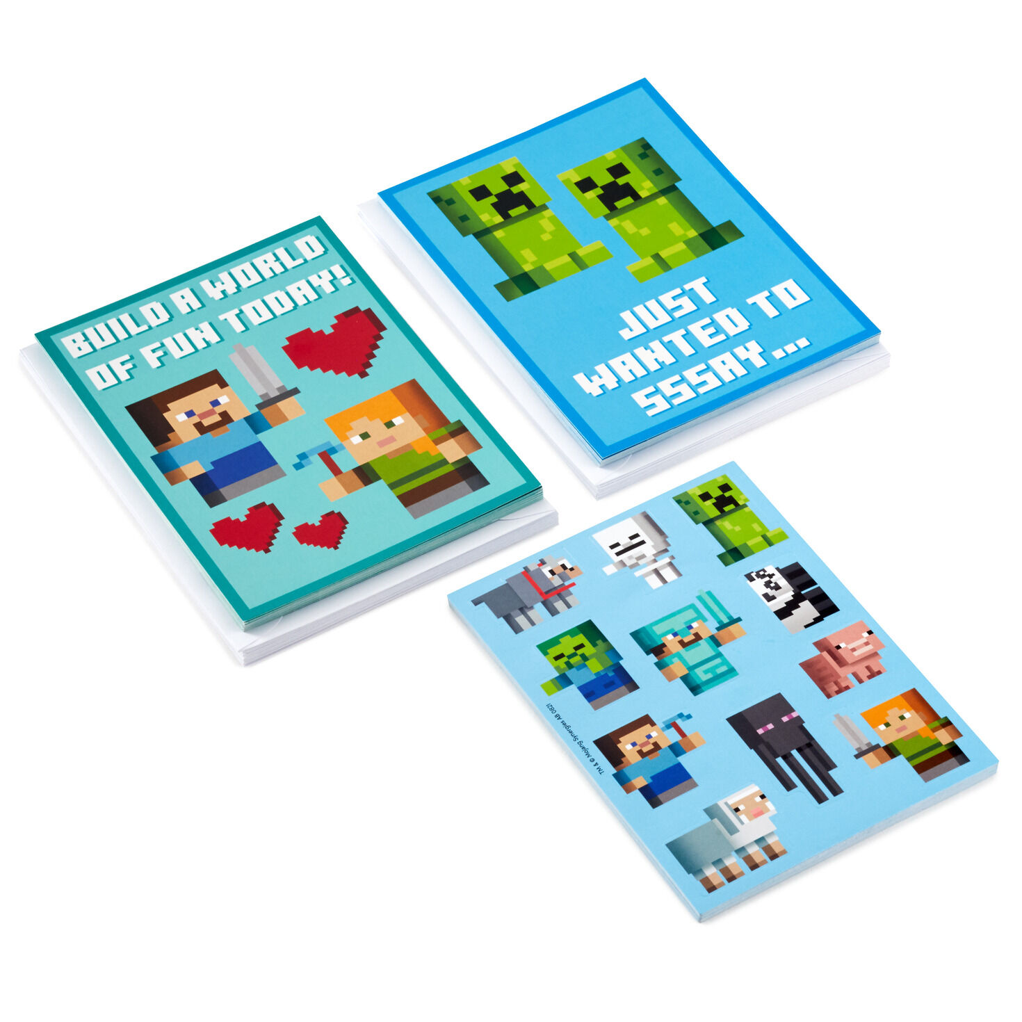 Minecraft Kids Assorted Valentines With Stickers, Pack of 24 - Boxed ...