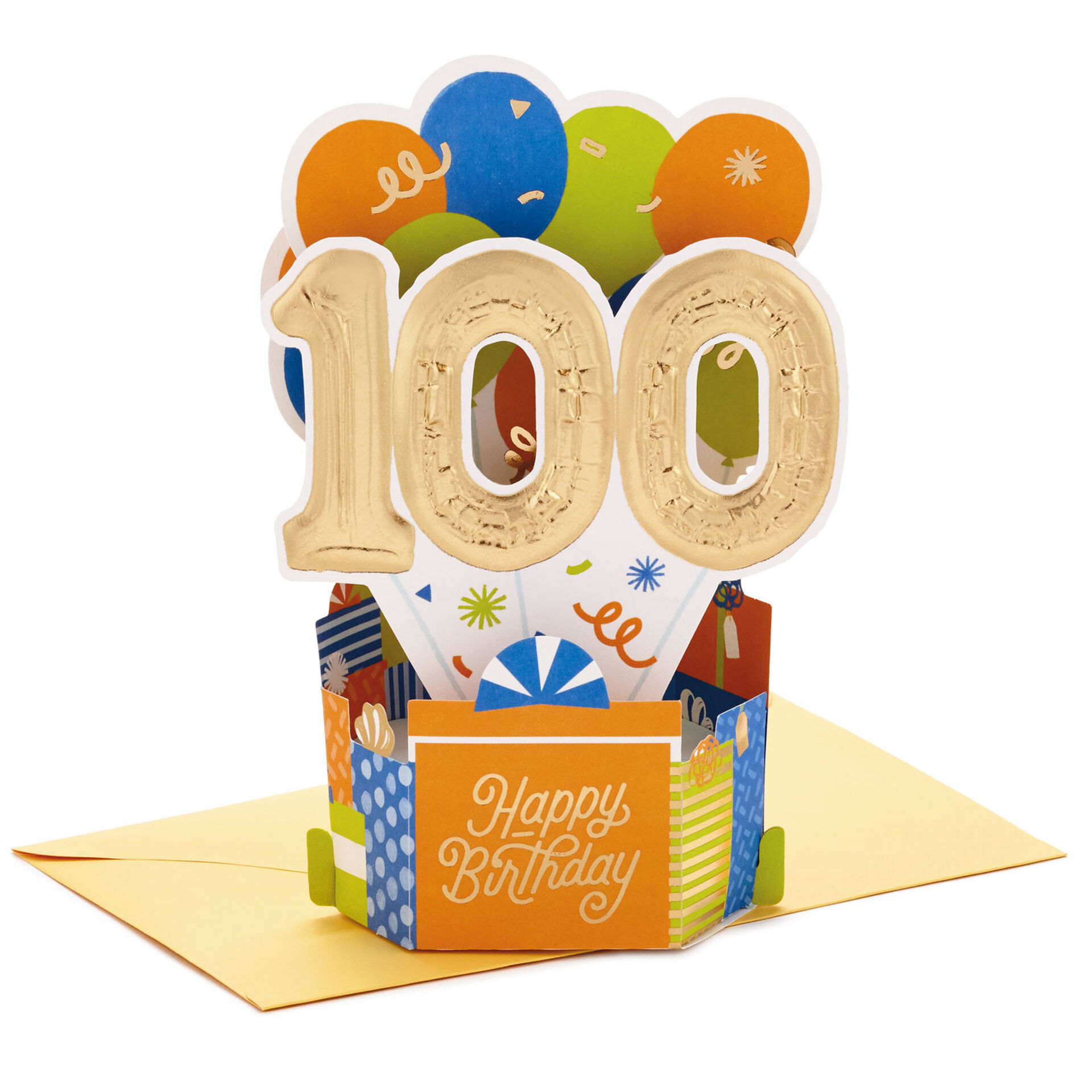 100 Birthday Balloons Mini 3D Pop-Up 100th Birthday Card - Greeting ...
