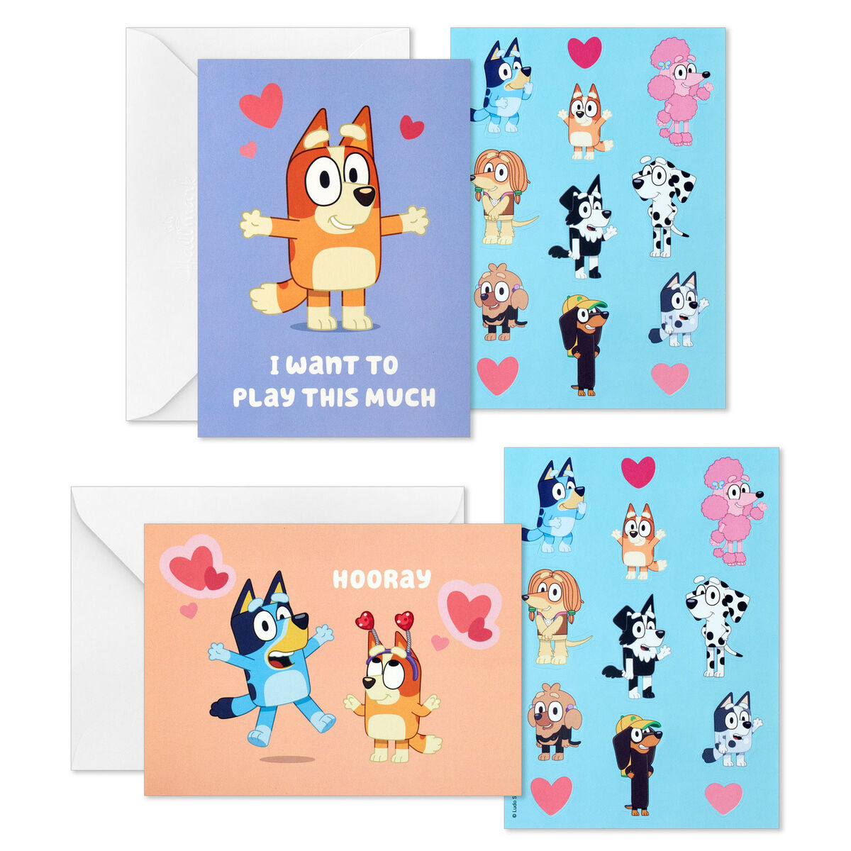 Bluey and Bingo Kids Assorted Valentines With Stickers, Pack of 24 ...