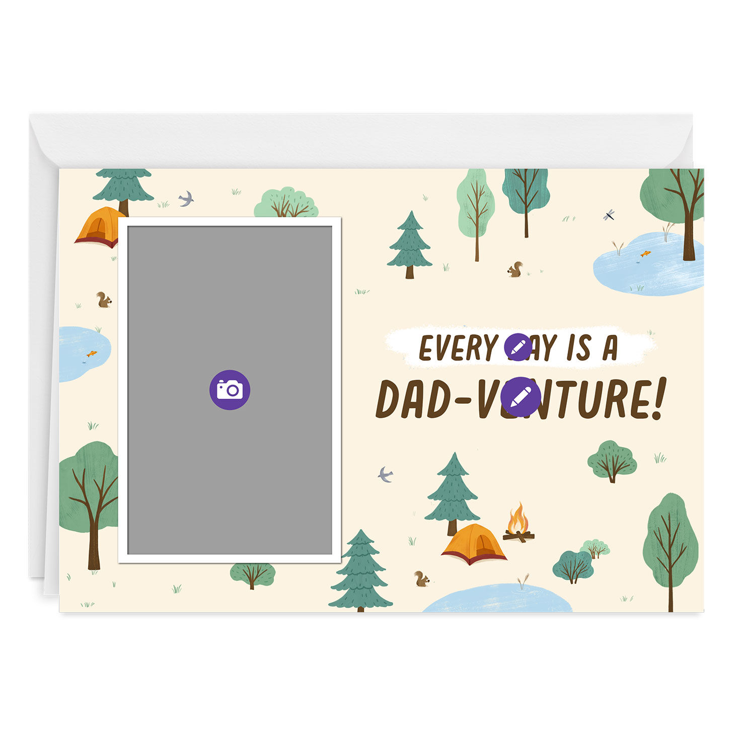 Personalized Illustrated Camping Scene Photo Card - Greeting Cards ...