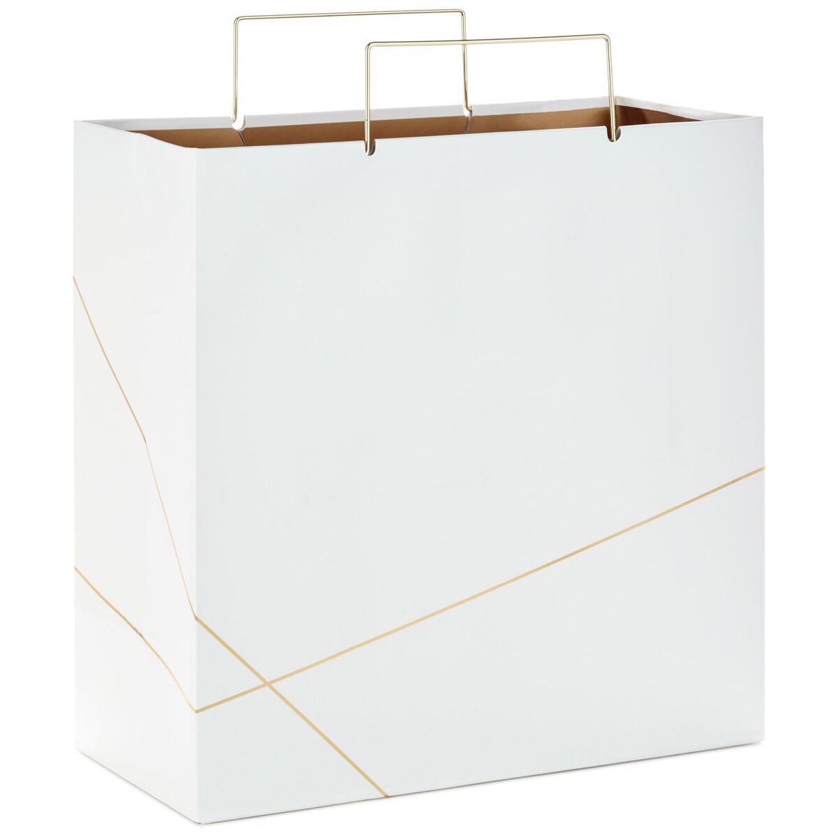White With Gold Large Square Gift Bag, 10.4" - Gift Bags - Hallmark