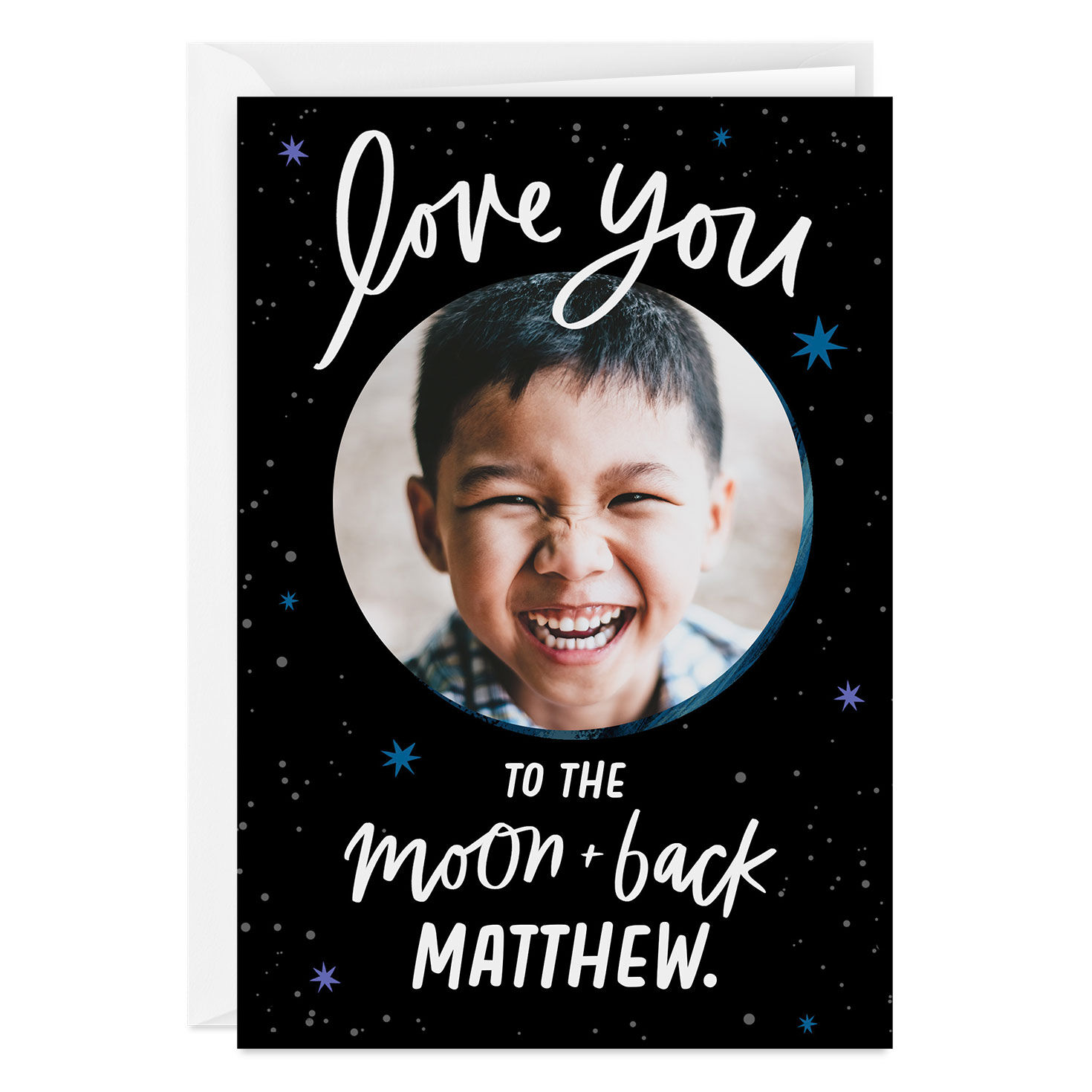 Personalized To the Moon and Back Love Photo Card - Greeting Cards ...