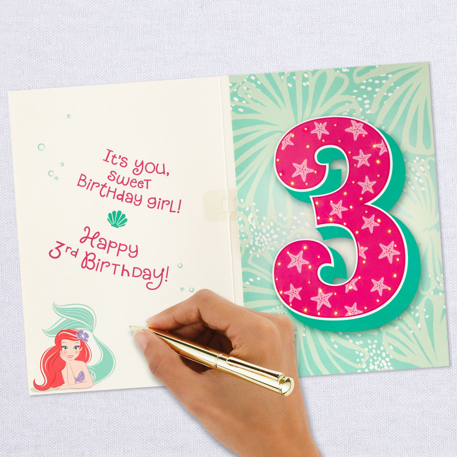 Disney The Little Mermaid Ariel Musical 3rd Birthday Card With Light ...
