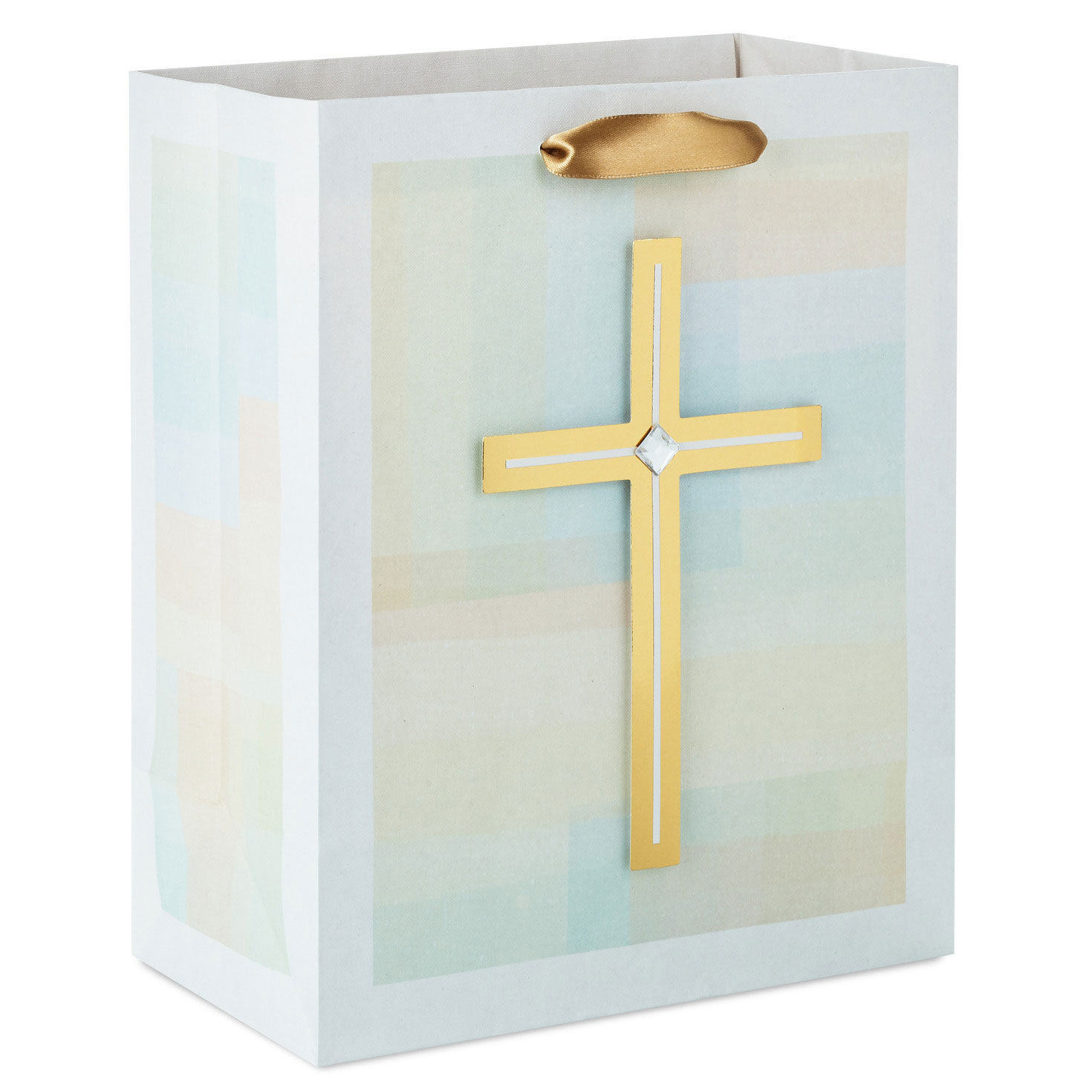9.6" Gold Cross on Pastel Medium Gift Bag - Gift Bags | Hallmark