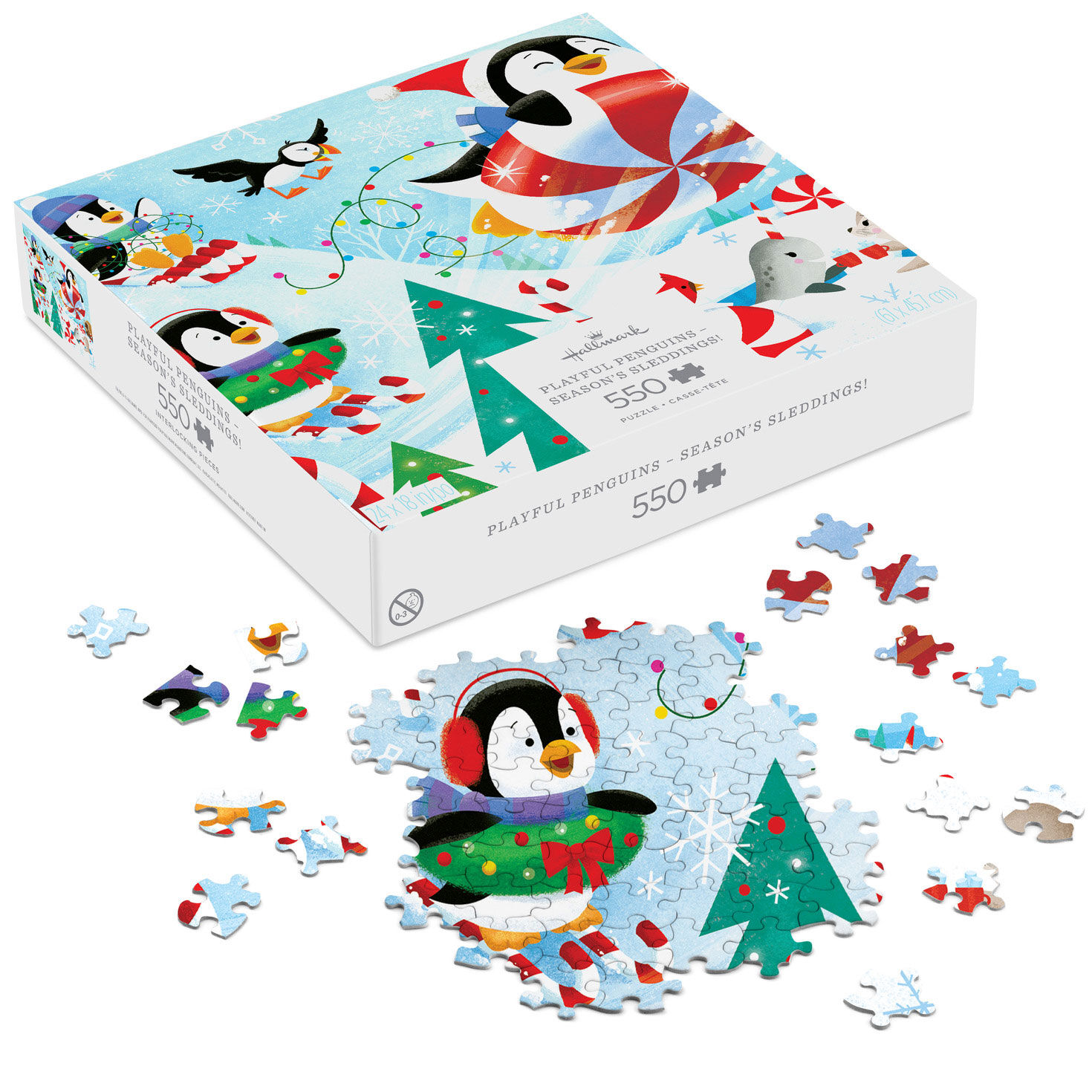 Playful Penguins Season's Sleddings 550-Piece Jigsaw Puzzle - Puzzles ...