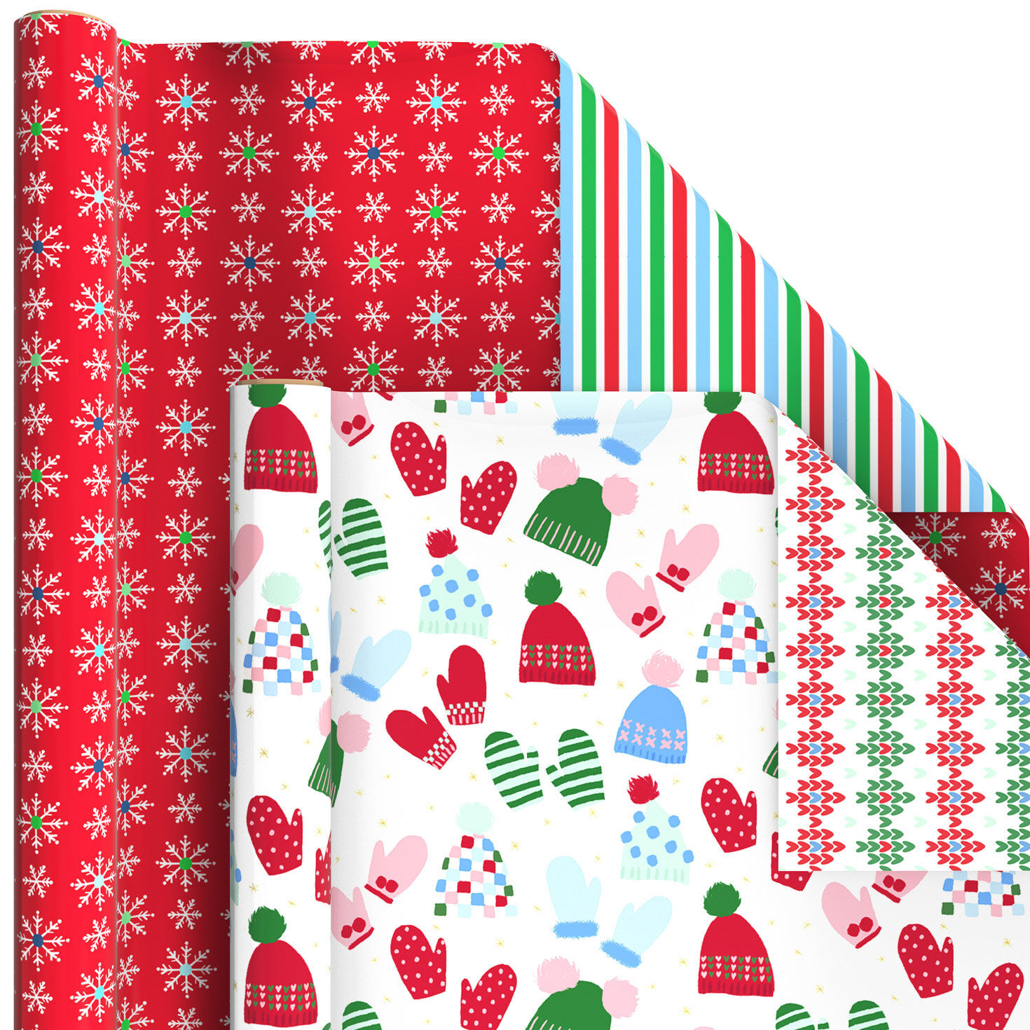Oh So Merry 6-Pack Assorted Christmas Reversible Wrapping Paper Roll ...