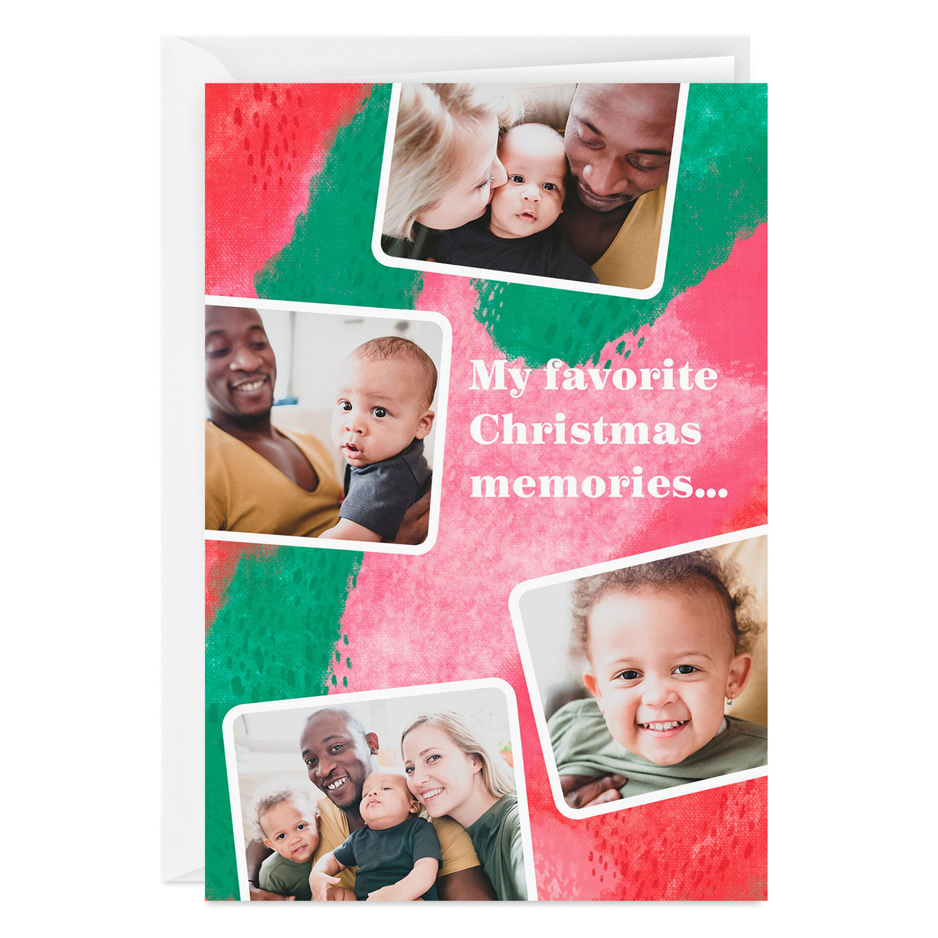 Personalized Red and Green Photo Collage Photo Card - Greeting Cards ...
