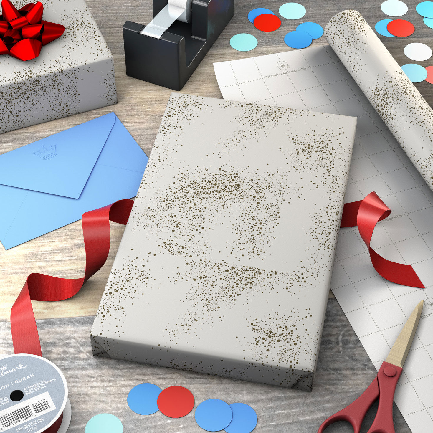 Gold Paint Splatter on Cream Wrapping Paper, 20 sq. ft. - Wrapping ...