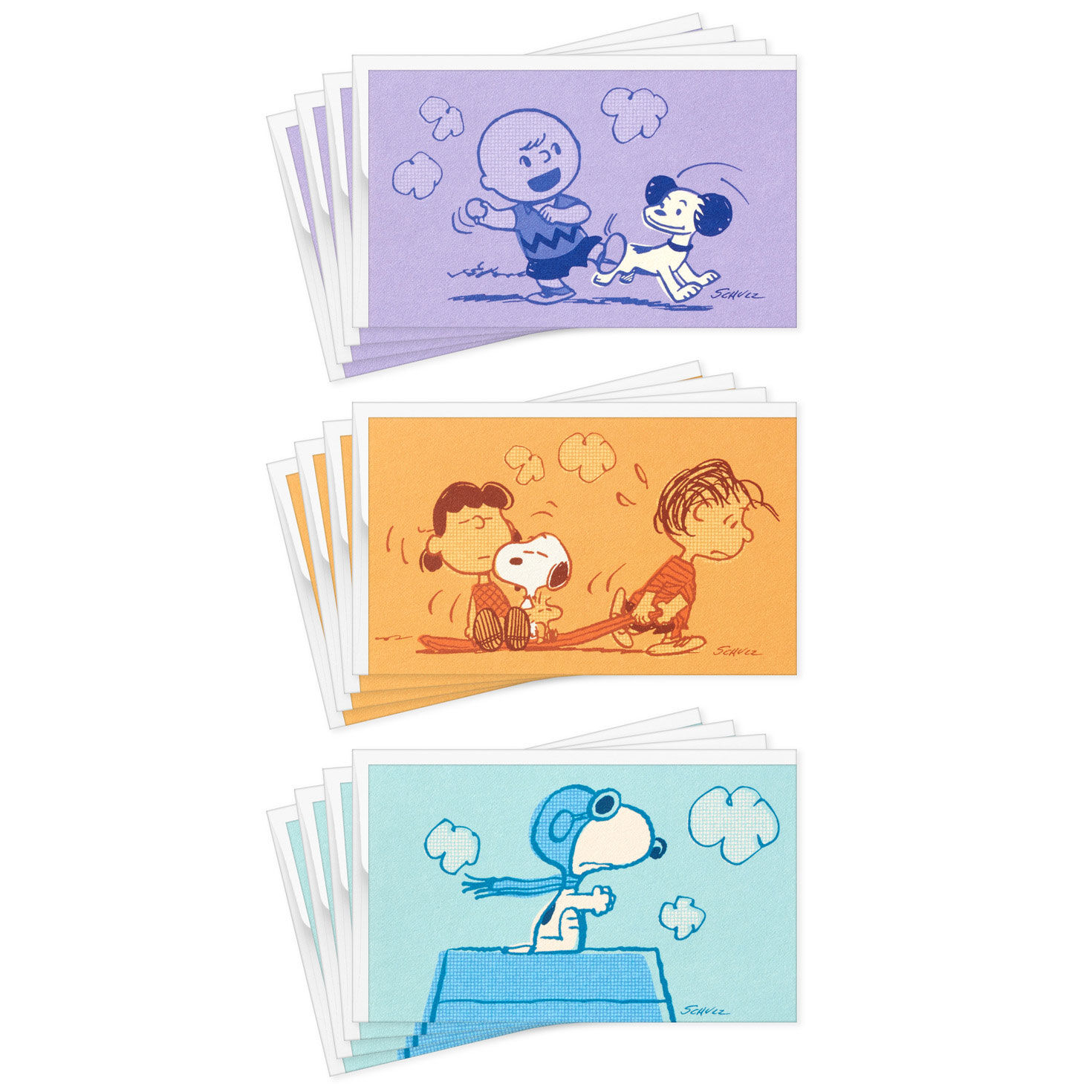 Peanuts® 75th Anniversary Nostalgic Scenes Assorted Blank Mini Note ...