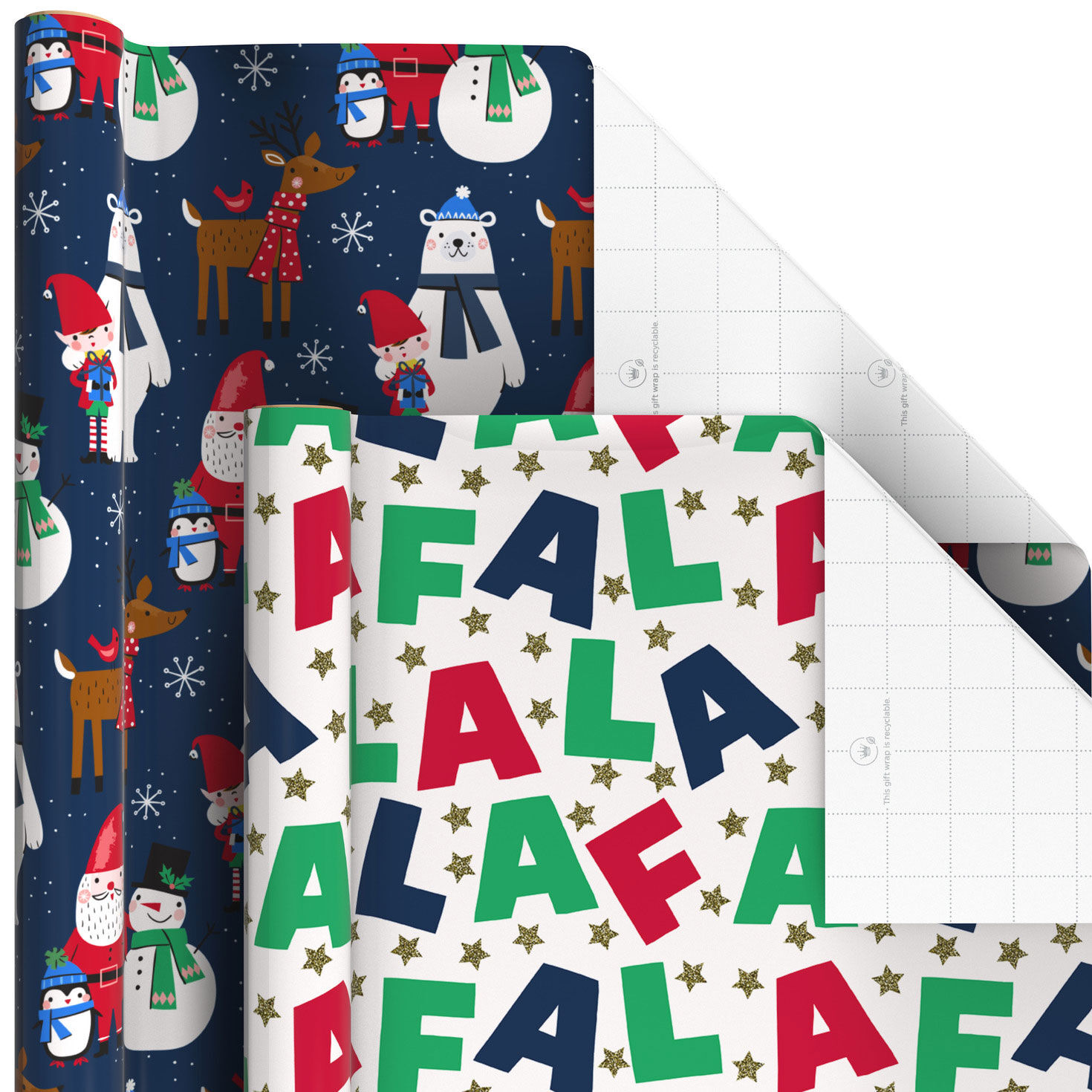 Santa and Friends 6-Pack Assorted Christmas Wrapping Paper Roll Bundle ...