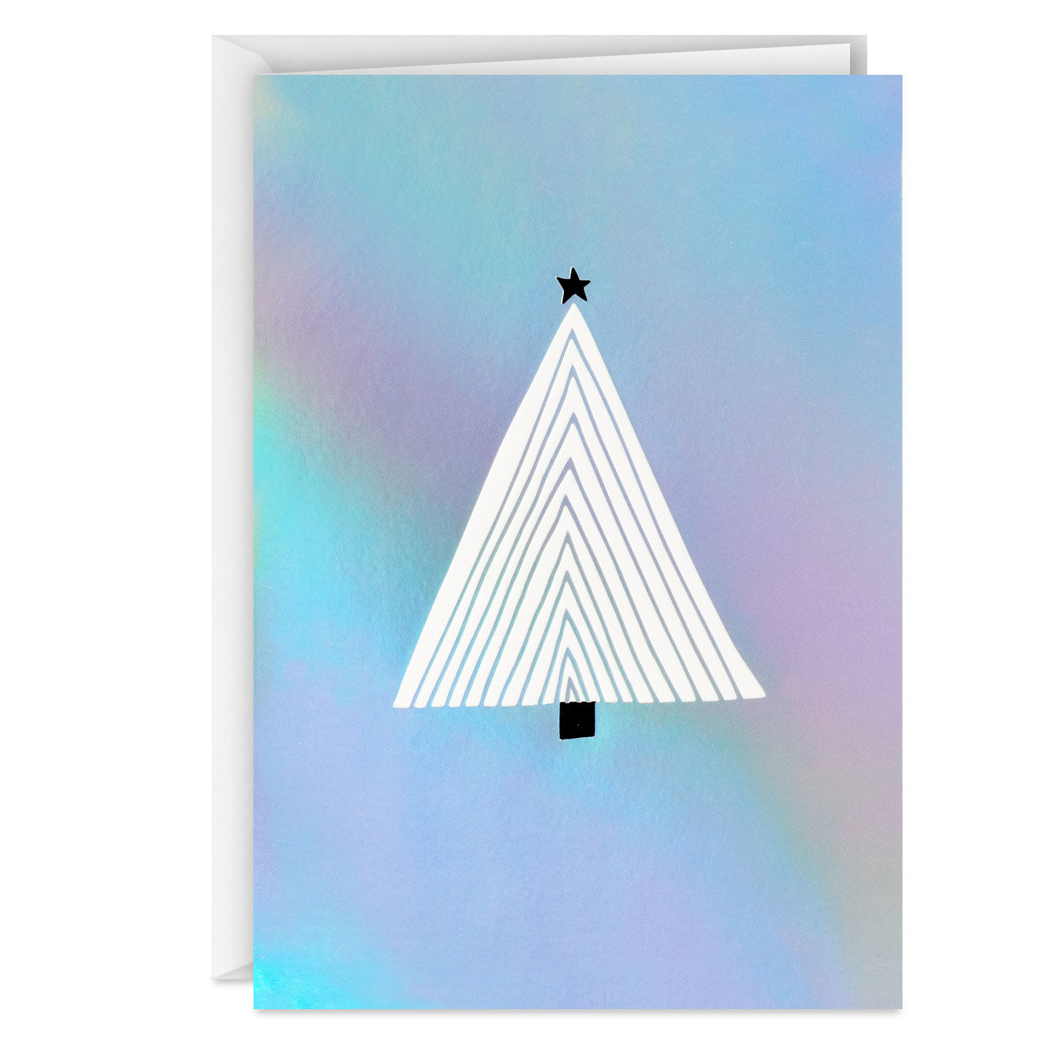 Geometric Tree on Silver Foil Boxed Christmas Cards, Pack of 16 - Boxed ...