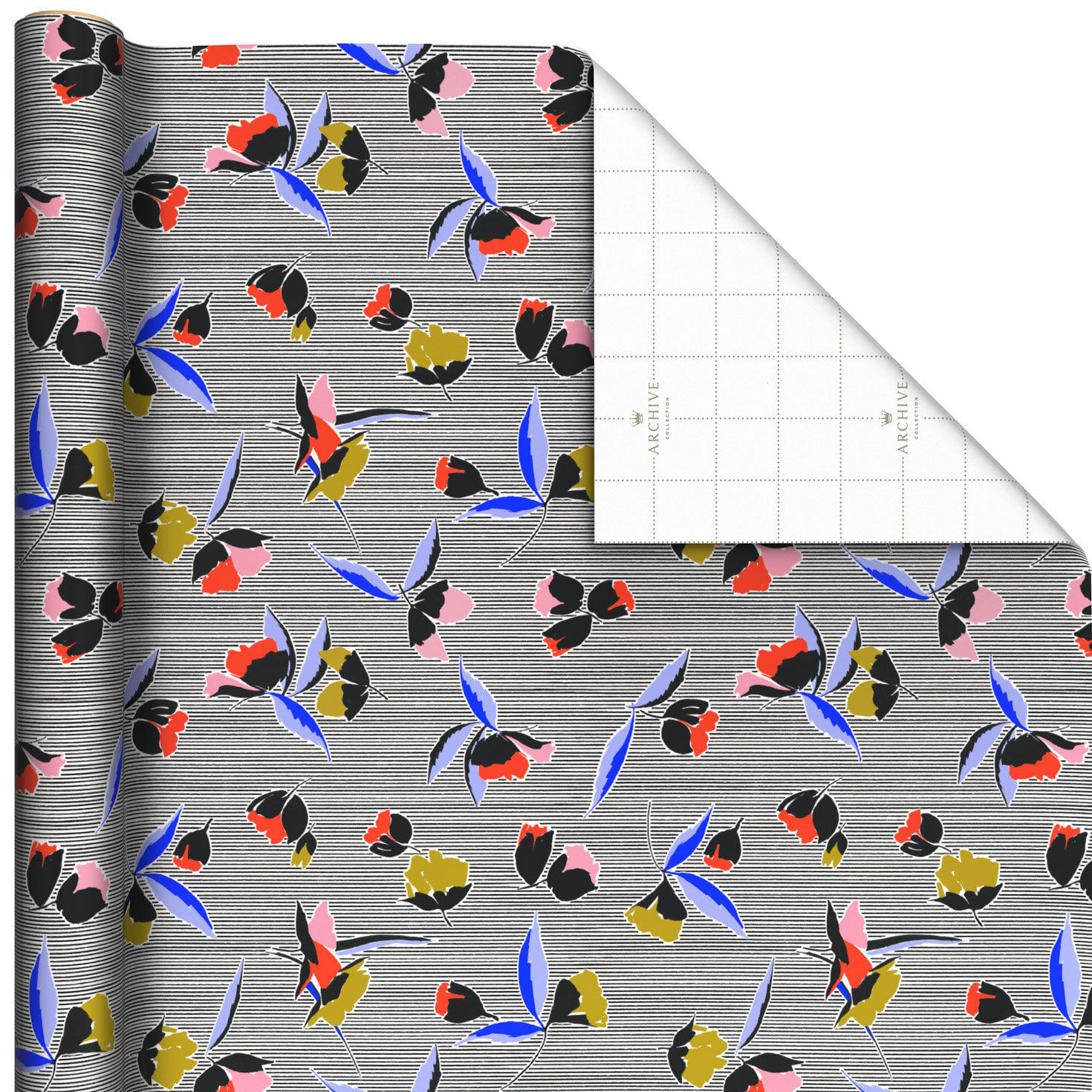 Bold Floral and Stripe Wrapping Paper Roll, 20 sq. ft. - Wrapping Paper ...