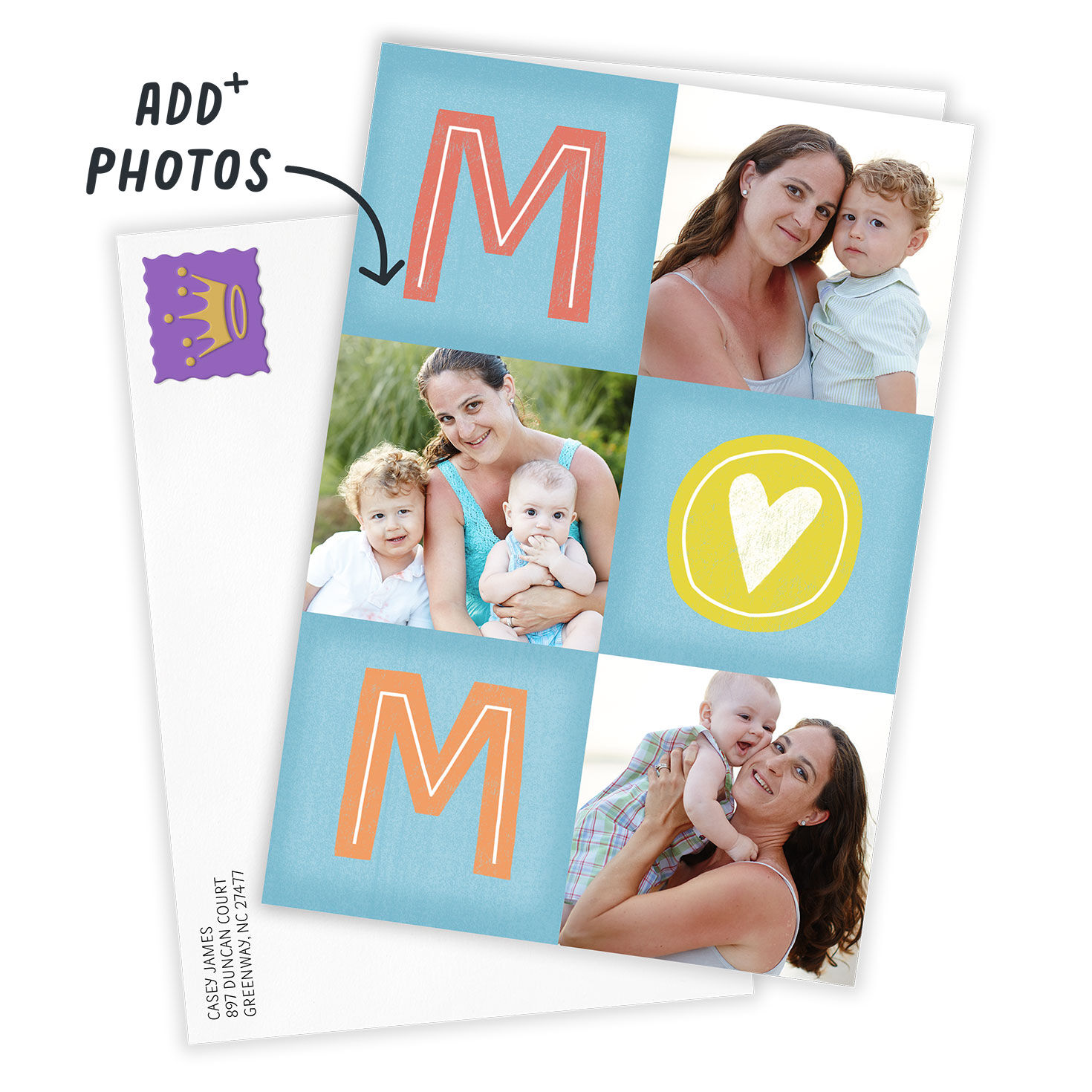 Personalized Photo Collage and Mom Lettering Photo Card - Greeting ...