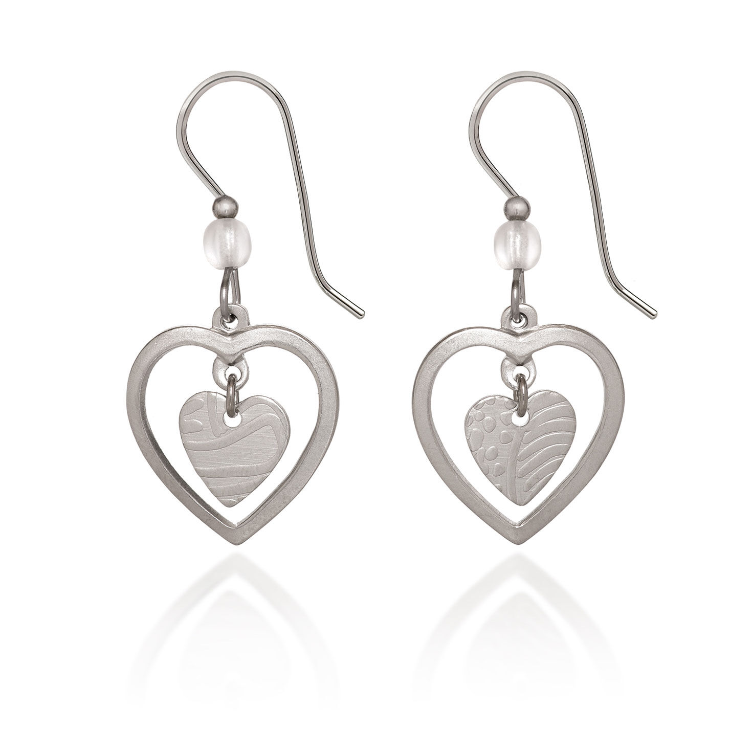 Silver Forest Heart in Open Heart Silver Metal Drop Earrings - Earrings | Hallmark