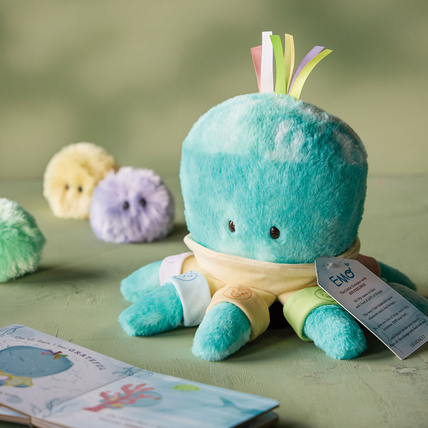 Demdaco Emo the Emotional Octopus Stuffed Animal, 7" - Classic Stuffed ...