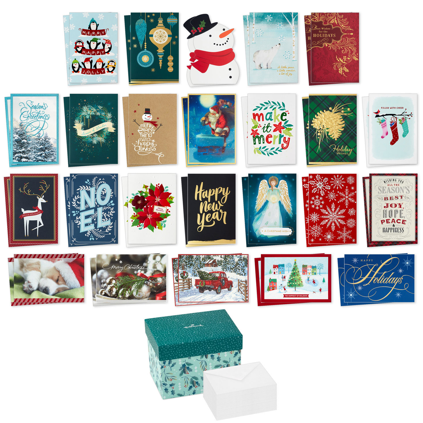 Stylish Holidays Christmas Card Assortment in Decorative Box, Pack of ...