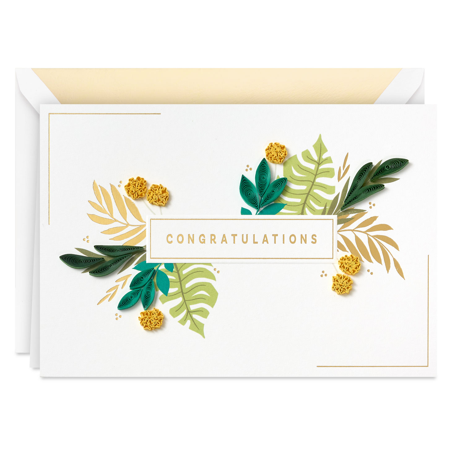 Tropical Leaves Quilled Paper Handmade Blank Congratulations Card ...