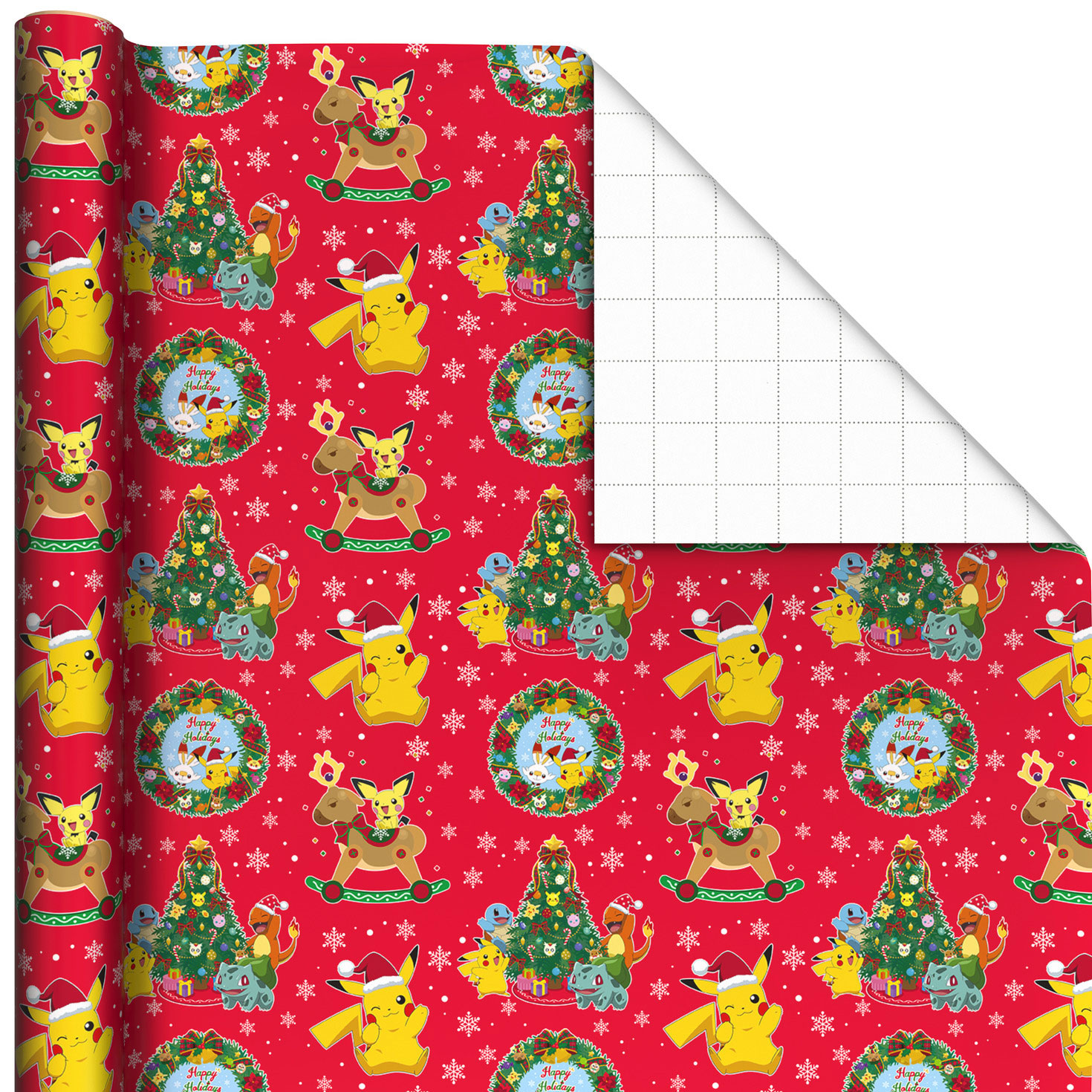 Pokémon Fun on Red Jumbo Christmas Wrapping Paper Roll, 70 sq. ft ...