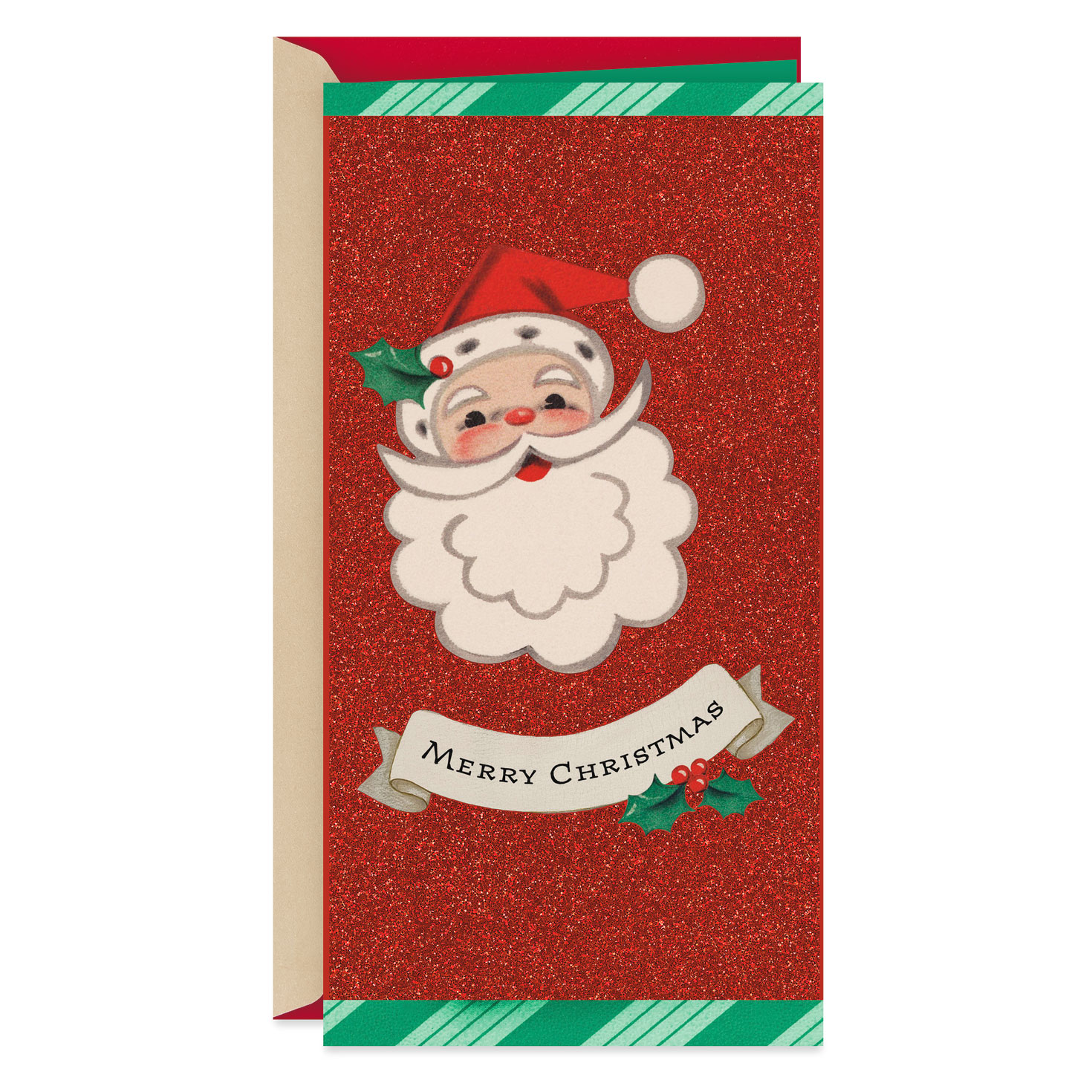 Sparkly Vintage Santa Money Holder Christmas Card - Greeting Cards ...