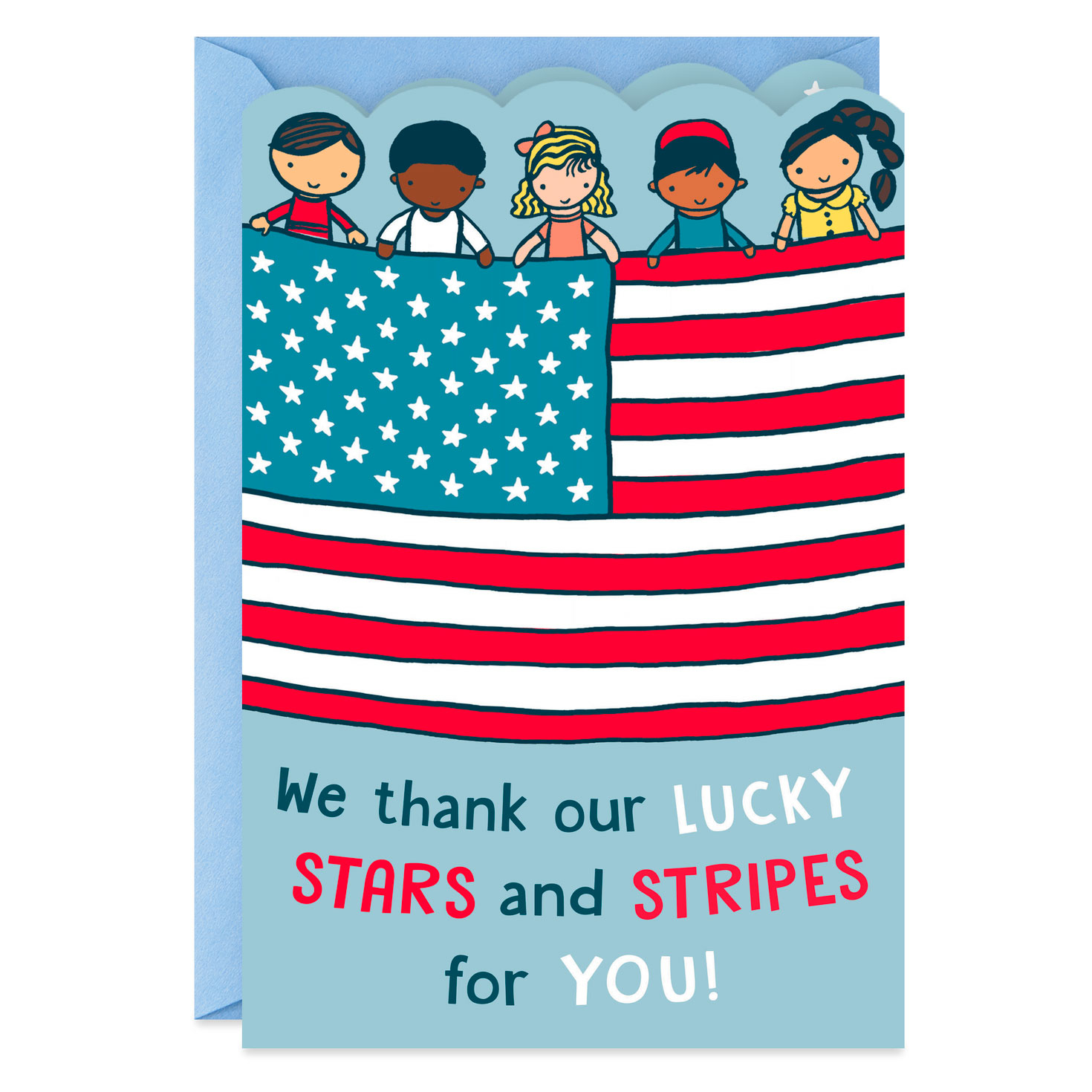 Thank Our Lucky Stars and Stripes Veterans Day Card - Greeting Cards ...