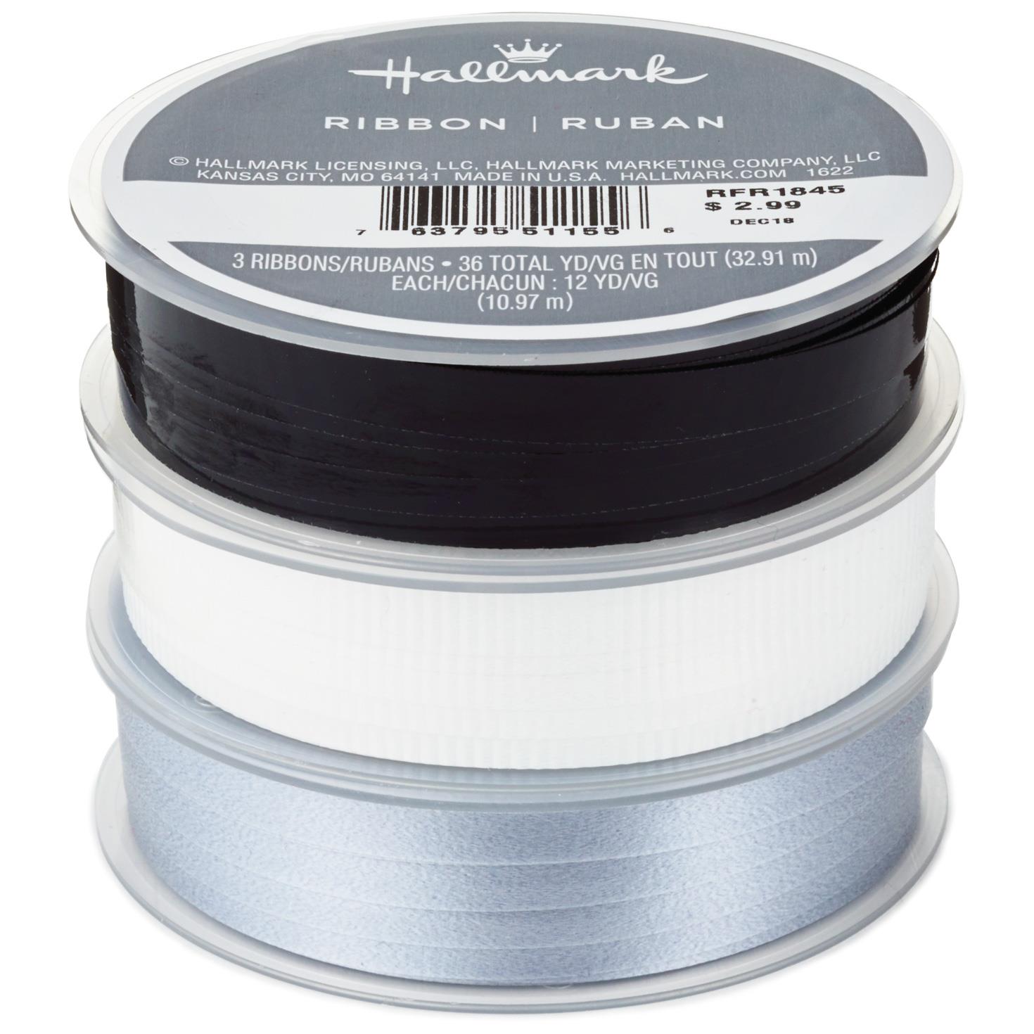White/Black/Silver 3-Pack Curling Ribbon, 108' - Bows & Ribbons | Hallmark
