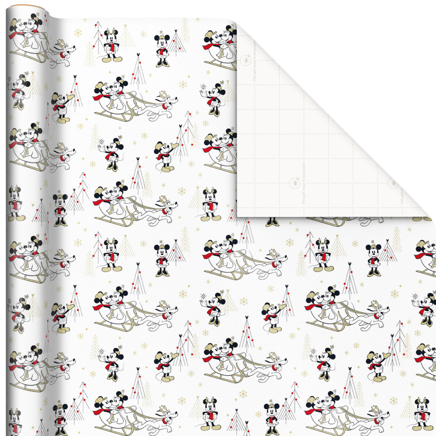 Disney Mickey & Minnie With Pluto Christmas Wrapping Paper, 70 sq. ft ...