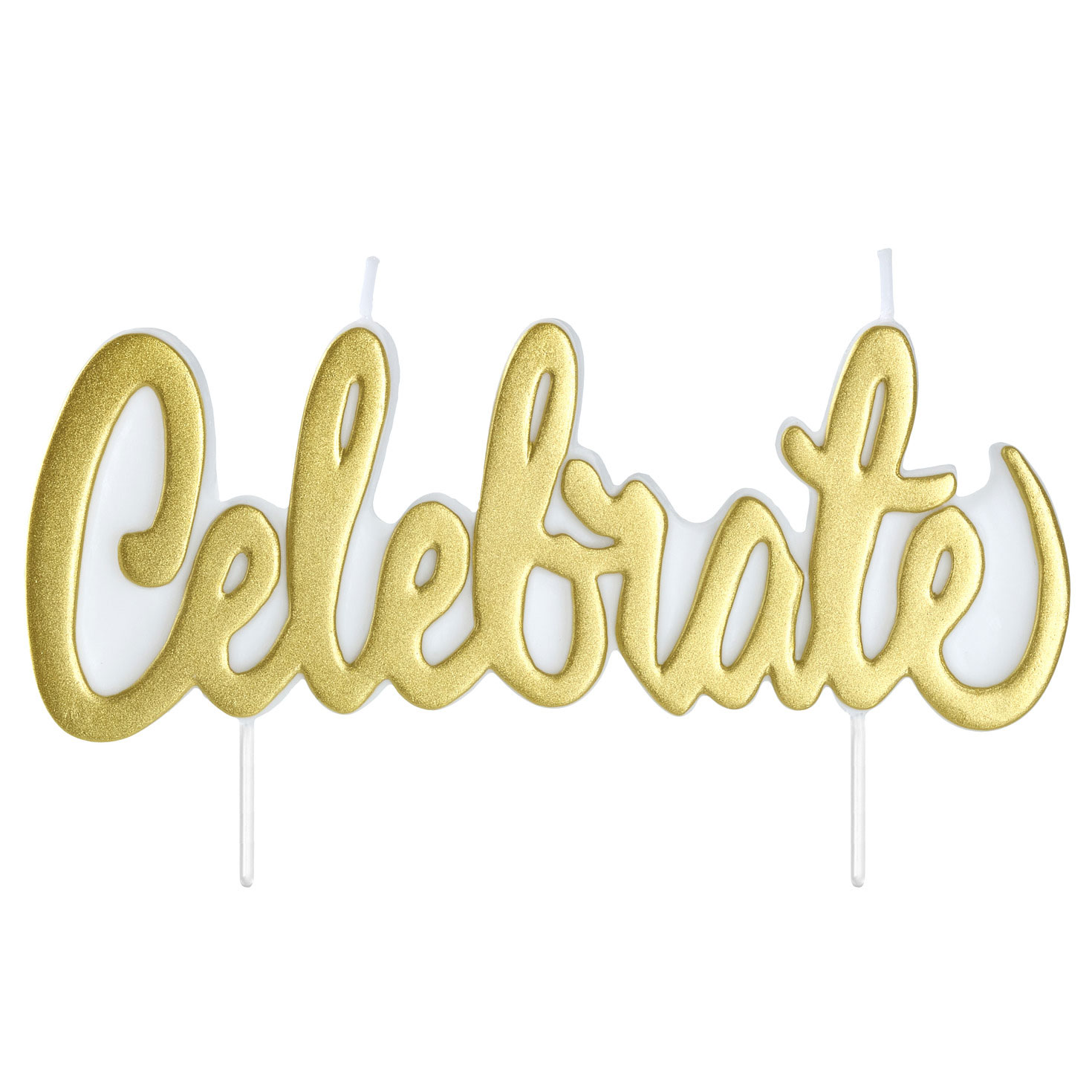 Gold Metallic "Celebrate" Birthday Candle - Cake Toppers & Candles ...