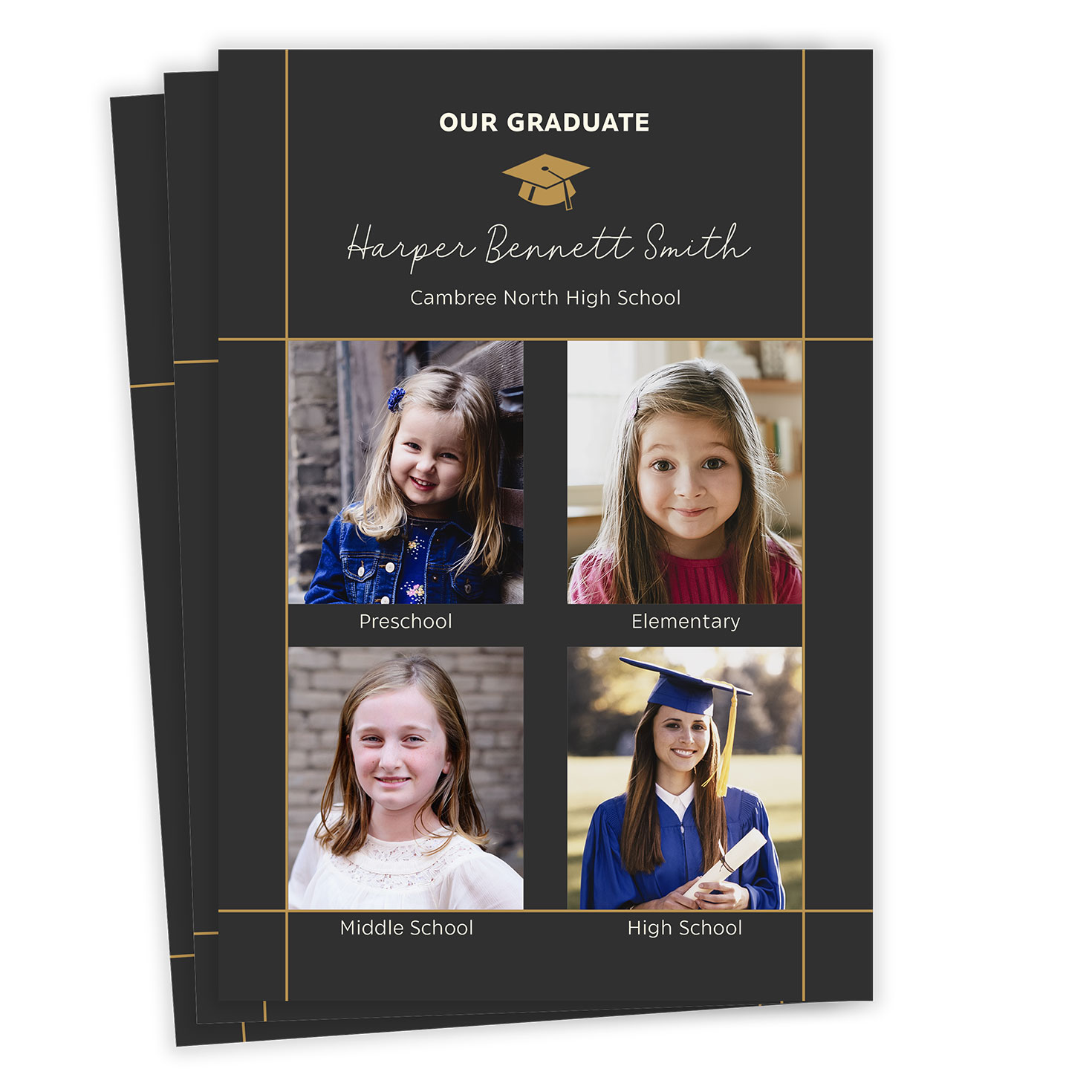 Our Graduate Photo Collage Flat Graduation Announcement - Announcements ...