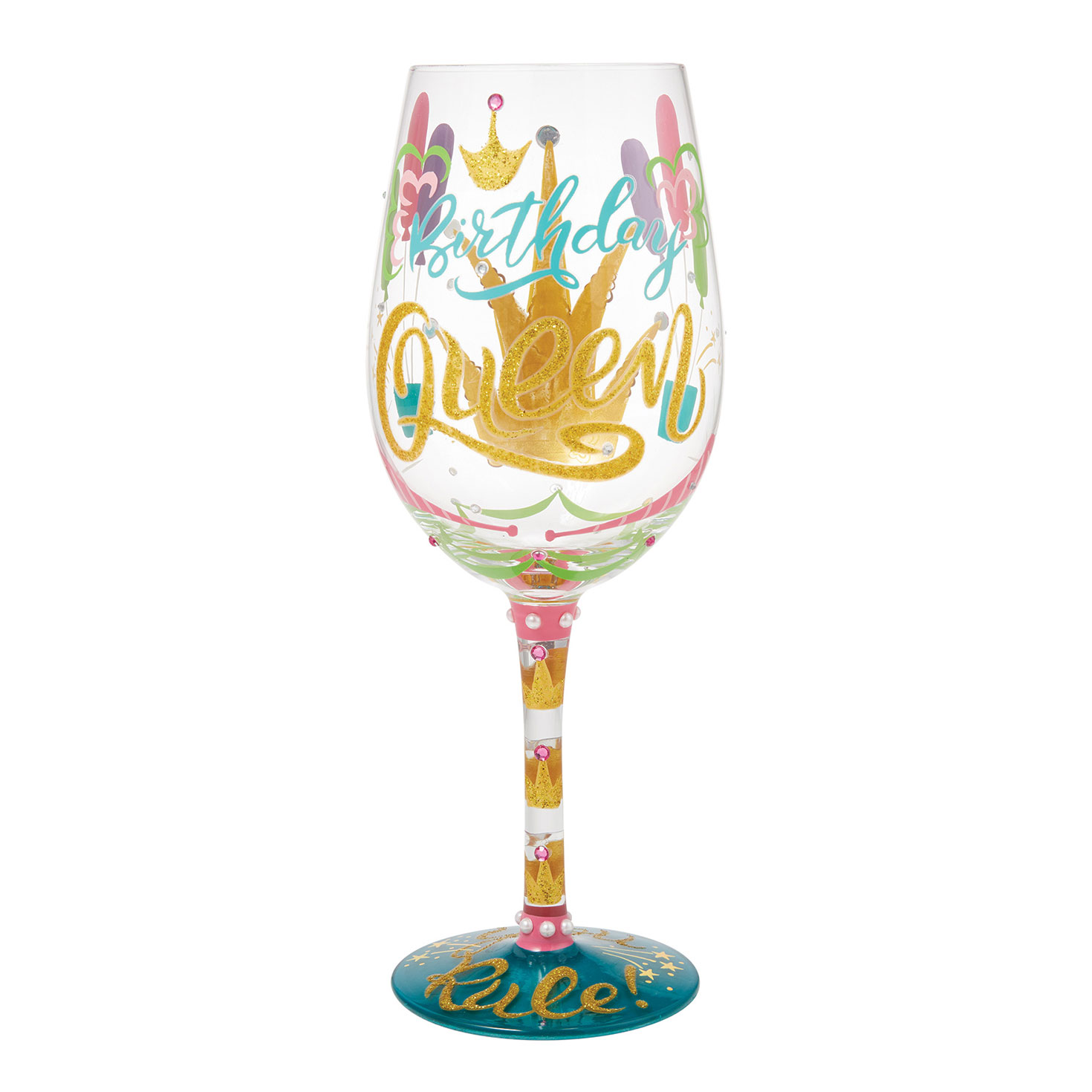 Lolita Birthday Queen Handpainted Wine Glass, 15 oz. - Wine Glasses ...