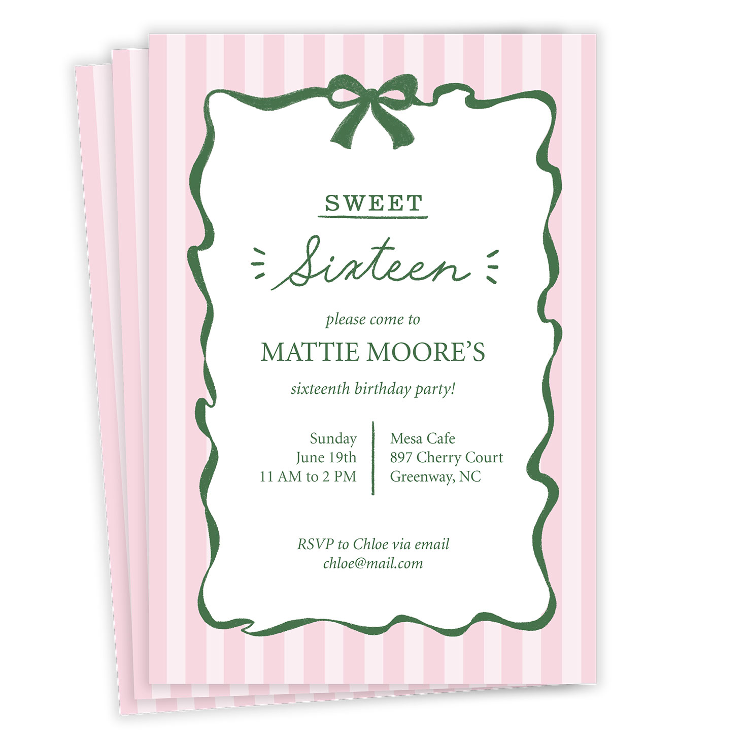 sweet 16 invitations pink