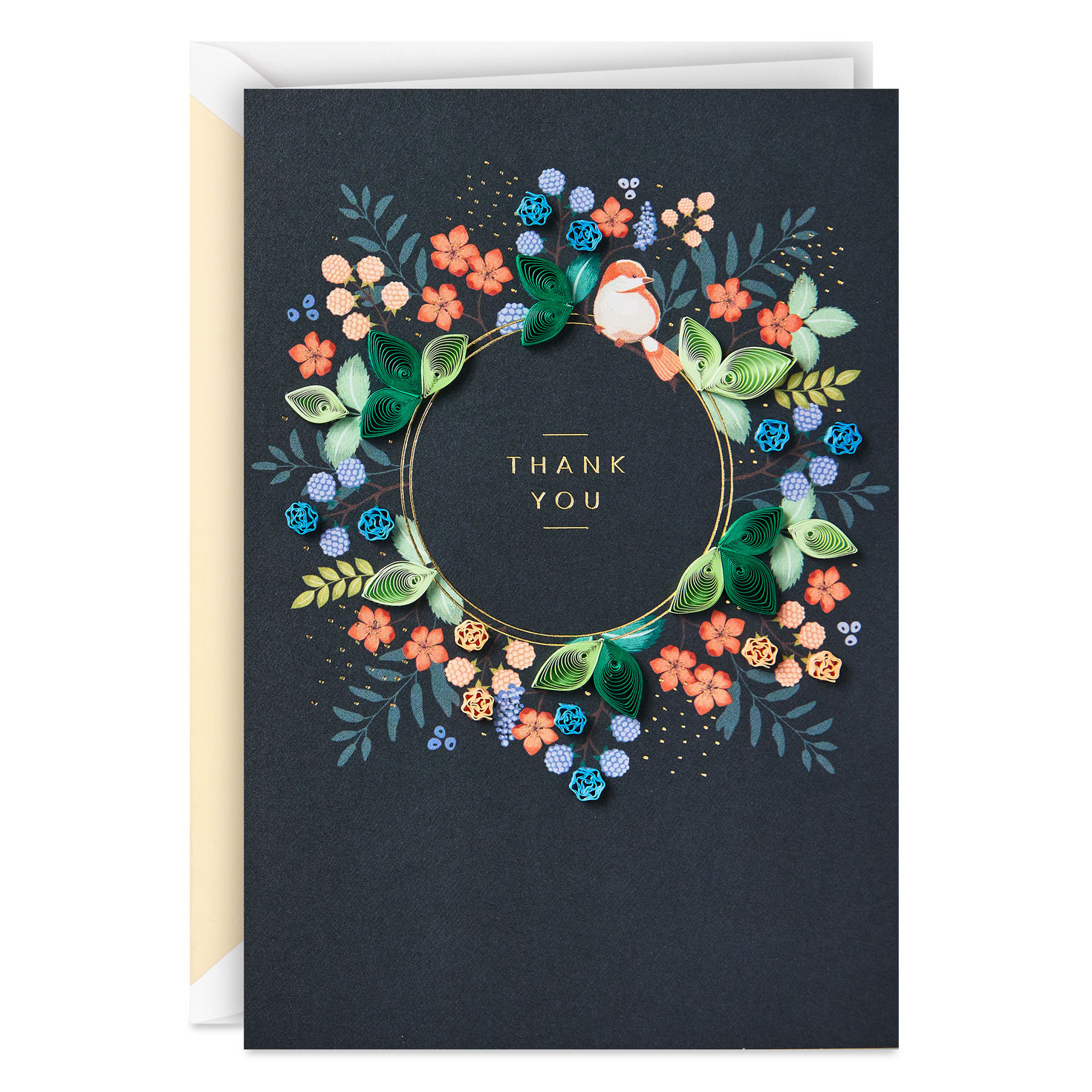 Floral Wreath Quilled Paper Handmade Thank You Card - Greeting Cards ...