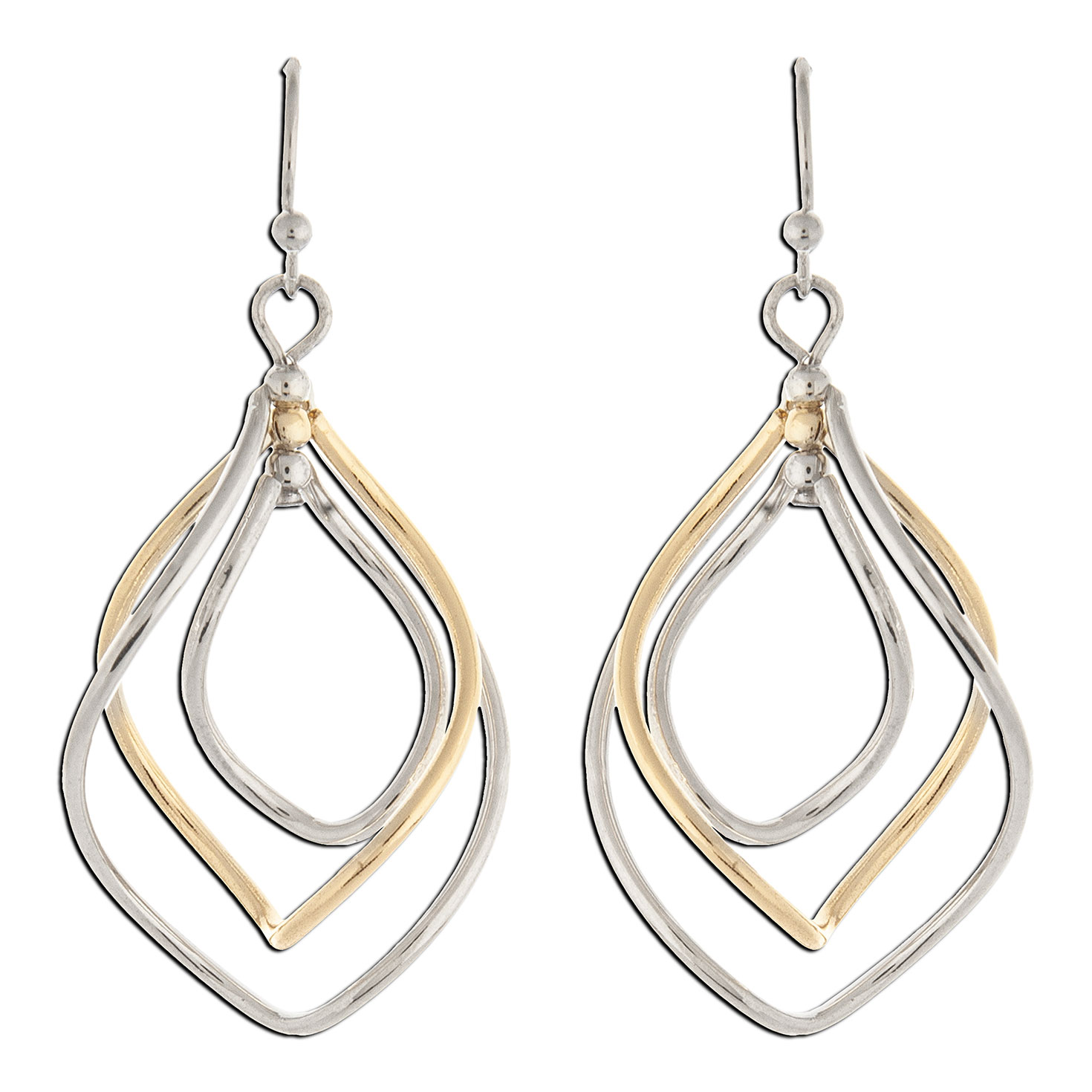 Rain Jewelry Triple Twist Silver and Gold Metal Earrings - Earrings ...