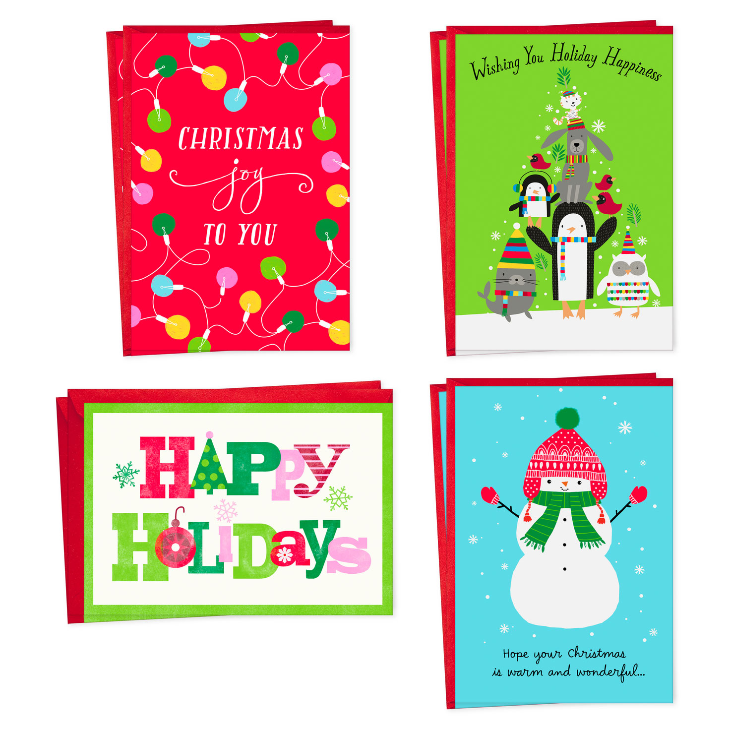 Cute Critters Festive Assorted Christmas Cards, Pack of 8 - Boxed Cards ...