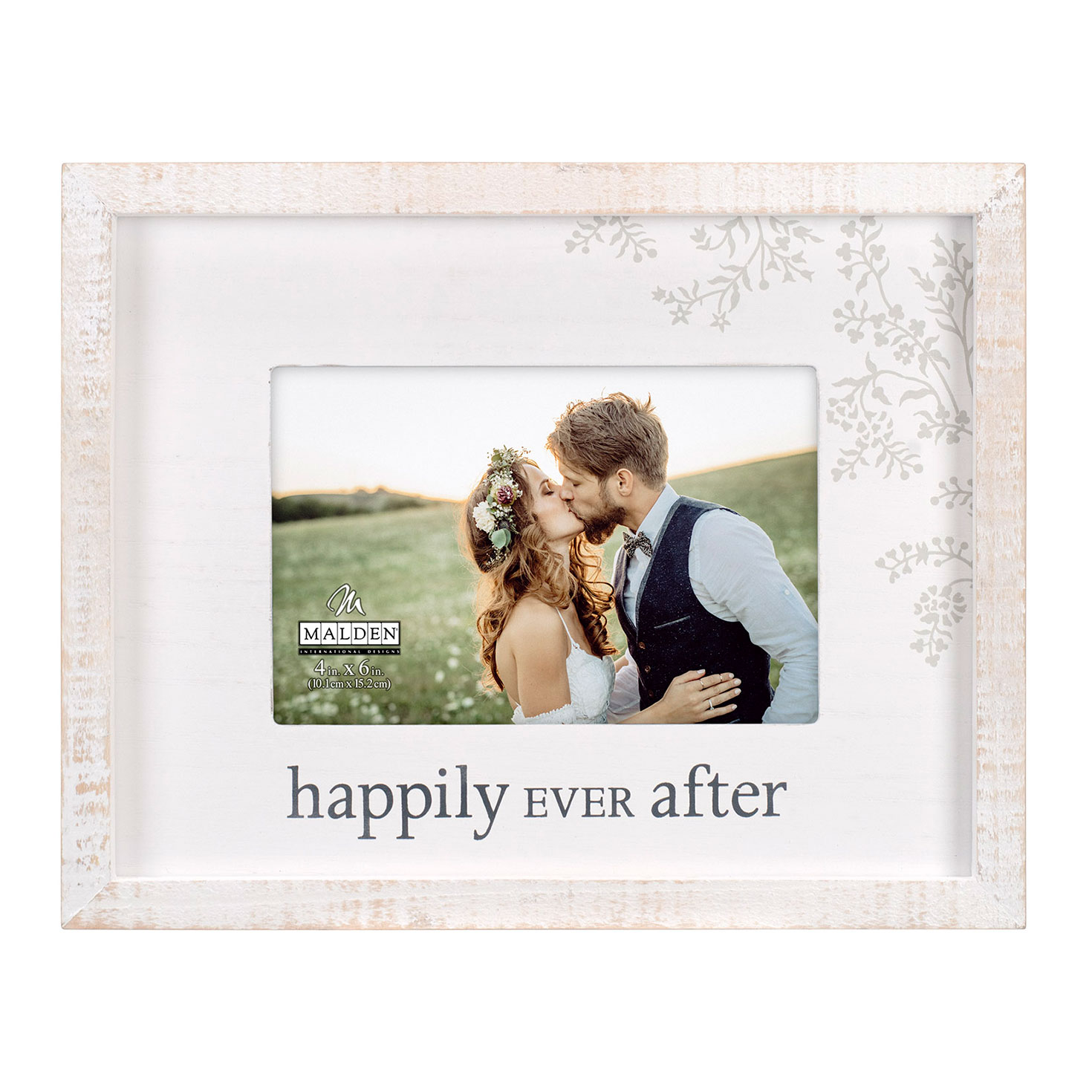Malden Happily Ever After Rustic White Wood Picture Frame, 4x6 ...