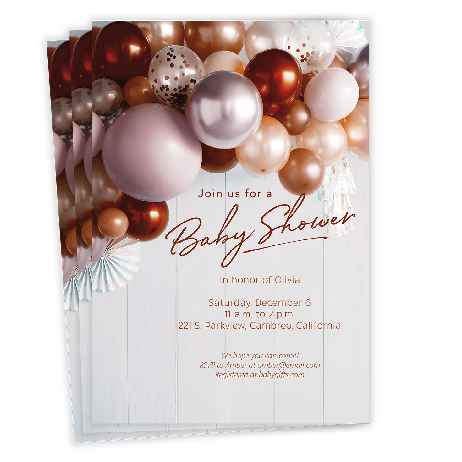 Burgundy Balloons Baby Shower Invitation - Invitations | Hallmark