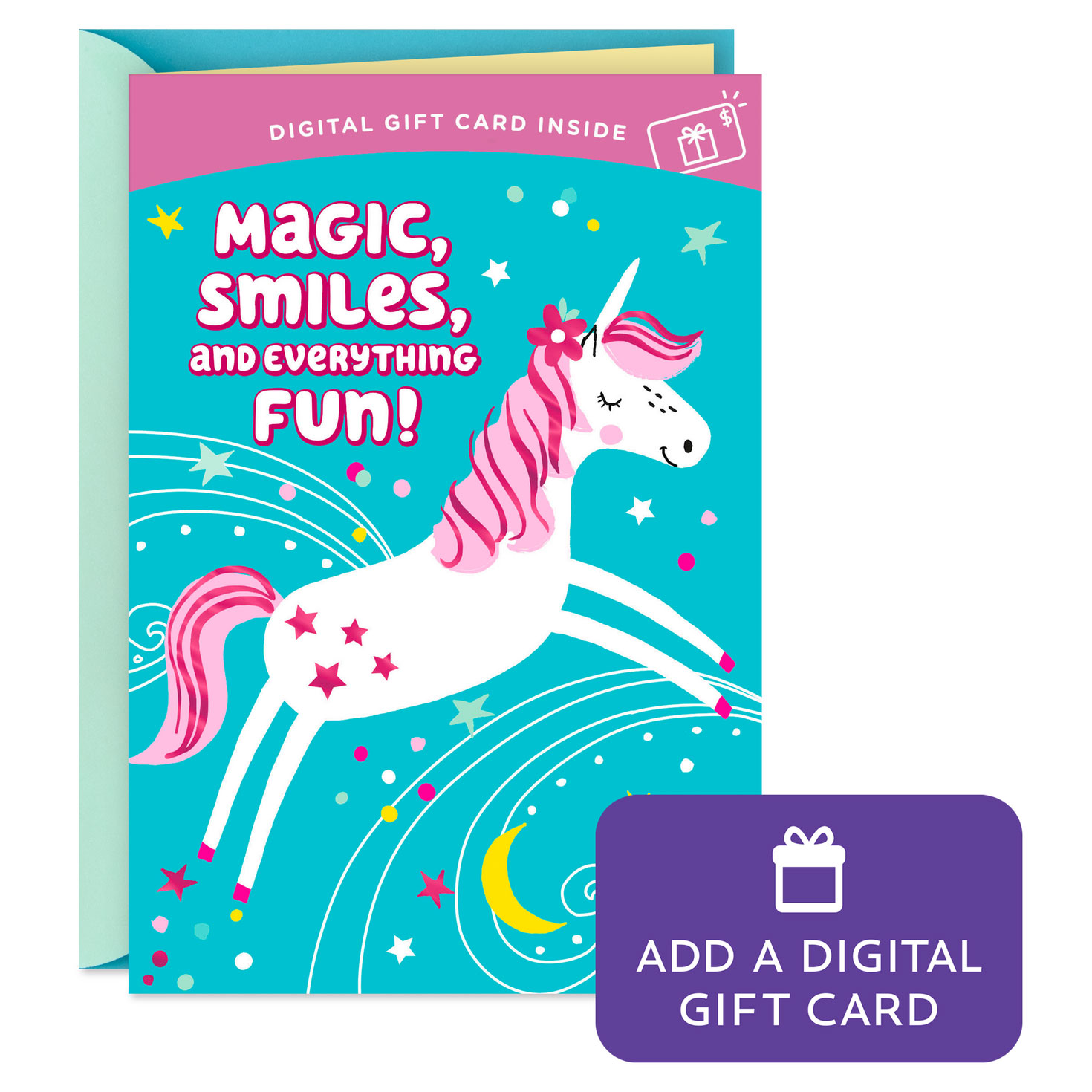 Magic and Smiles Unicorn Gift Card Greeting Birthday Card for Kids ...
