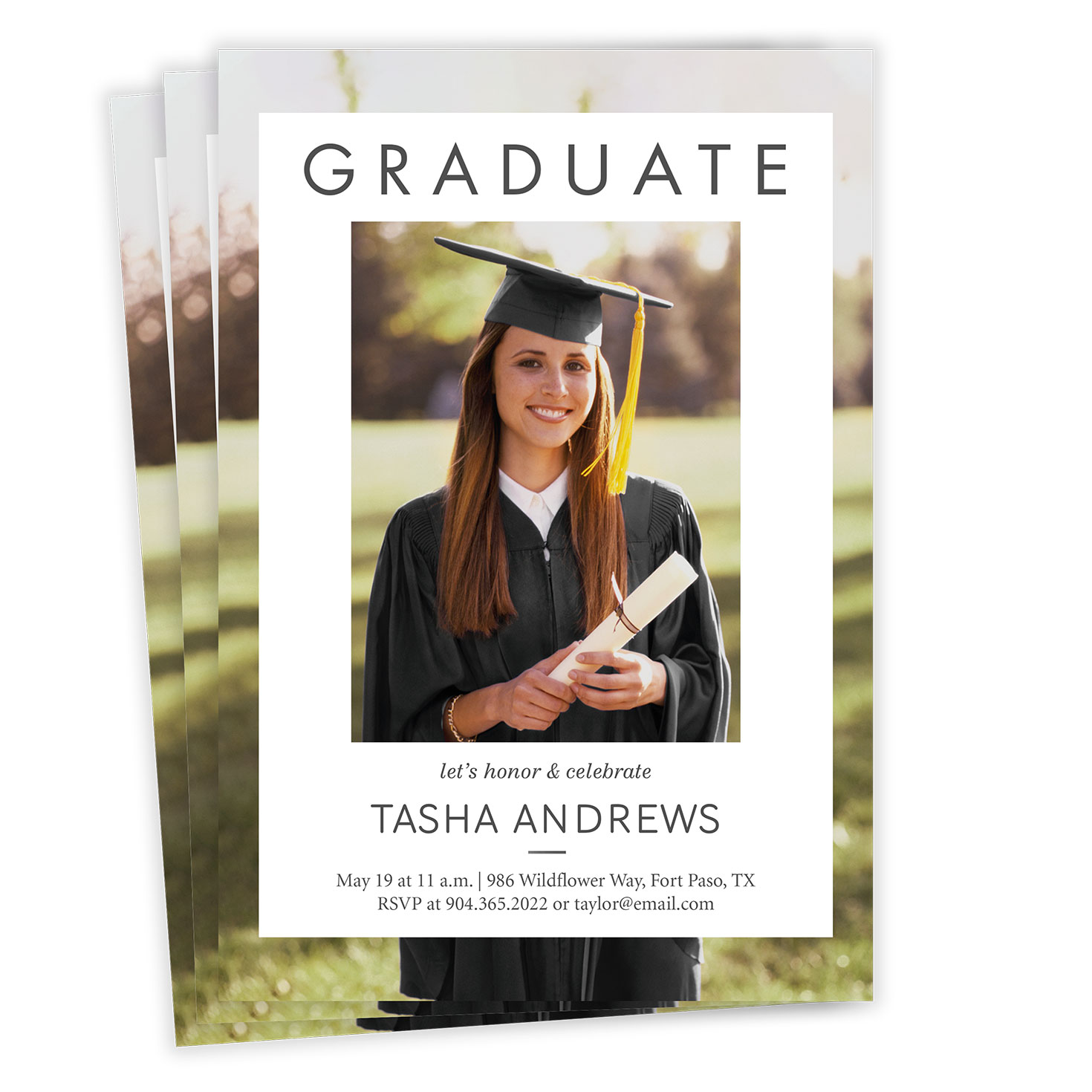 Graduate Spotlight White Frame Graduation Invitation - Invitations ...
