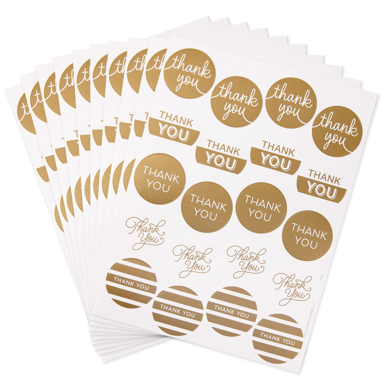 Gold Foil Thank-You Sticker Seals, 10 sheets - Note Cards & Stationery ...