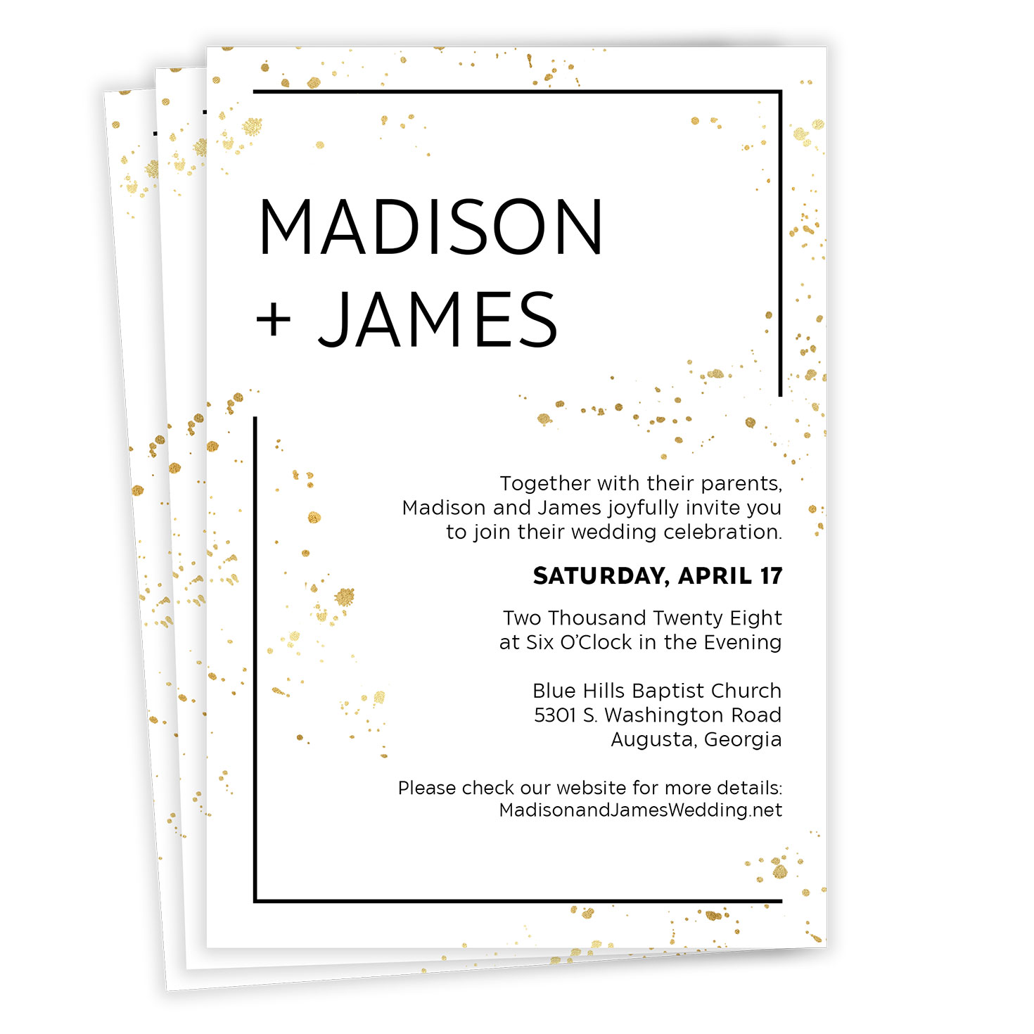 Modern Gold Splatter Flat Wedding Invitation - Invitations | Hallmark