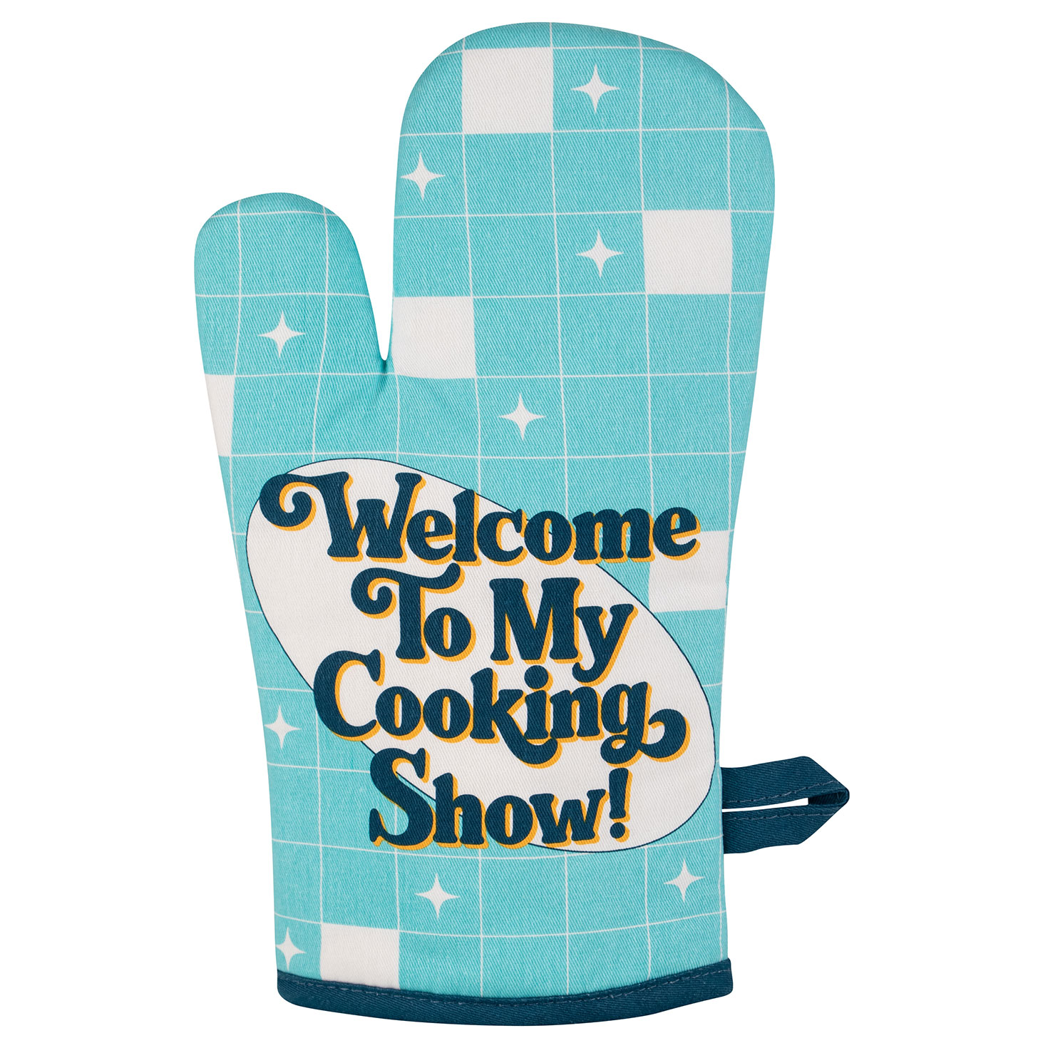 Blue Q Welcome To My Cooking Show Funny Oven Mitt - Kitchen Linens ...