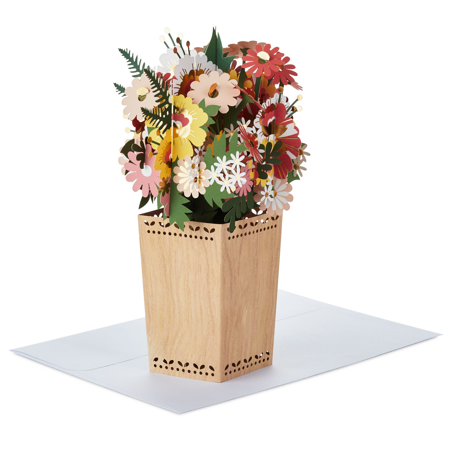 Jumbo Flower Bouquet in Vase 3D Pop-Up Blank Card - Greeting Cards ...