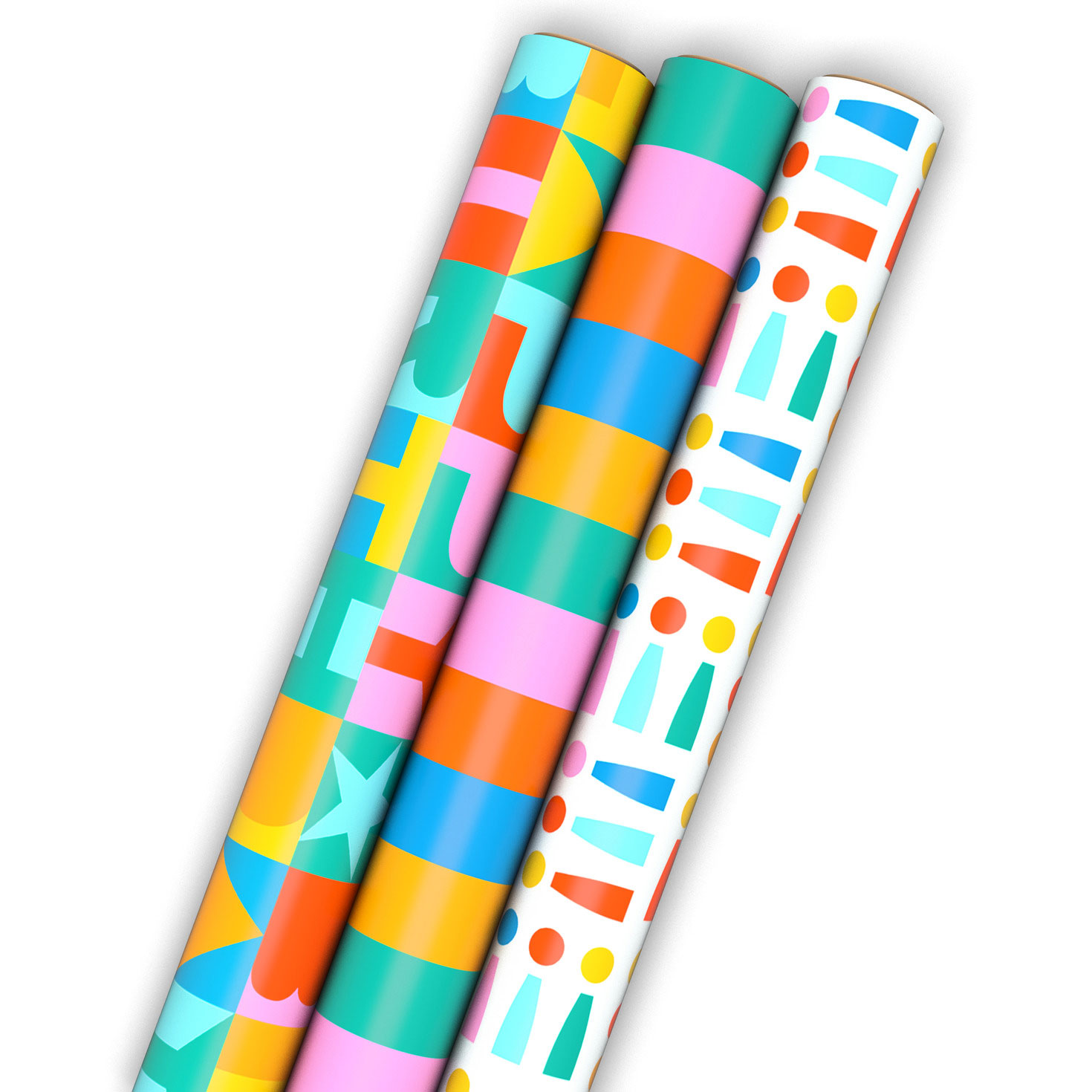 Bright and Bold 3-Pack Assorted Wrapping Paper Mini Roll Bundle, 45 sq ...