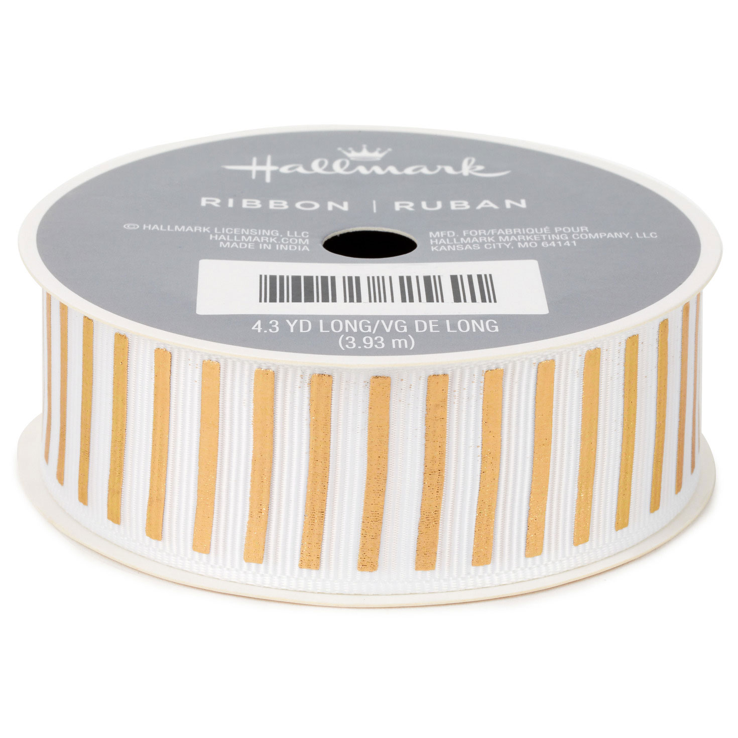 1" Gold and White Stripe Grosgrain Ribbon, 12.9' - Bows & Ribbons ...